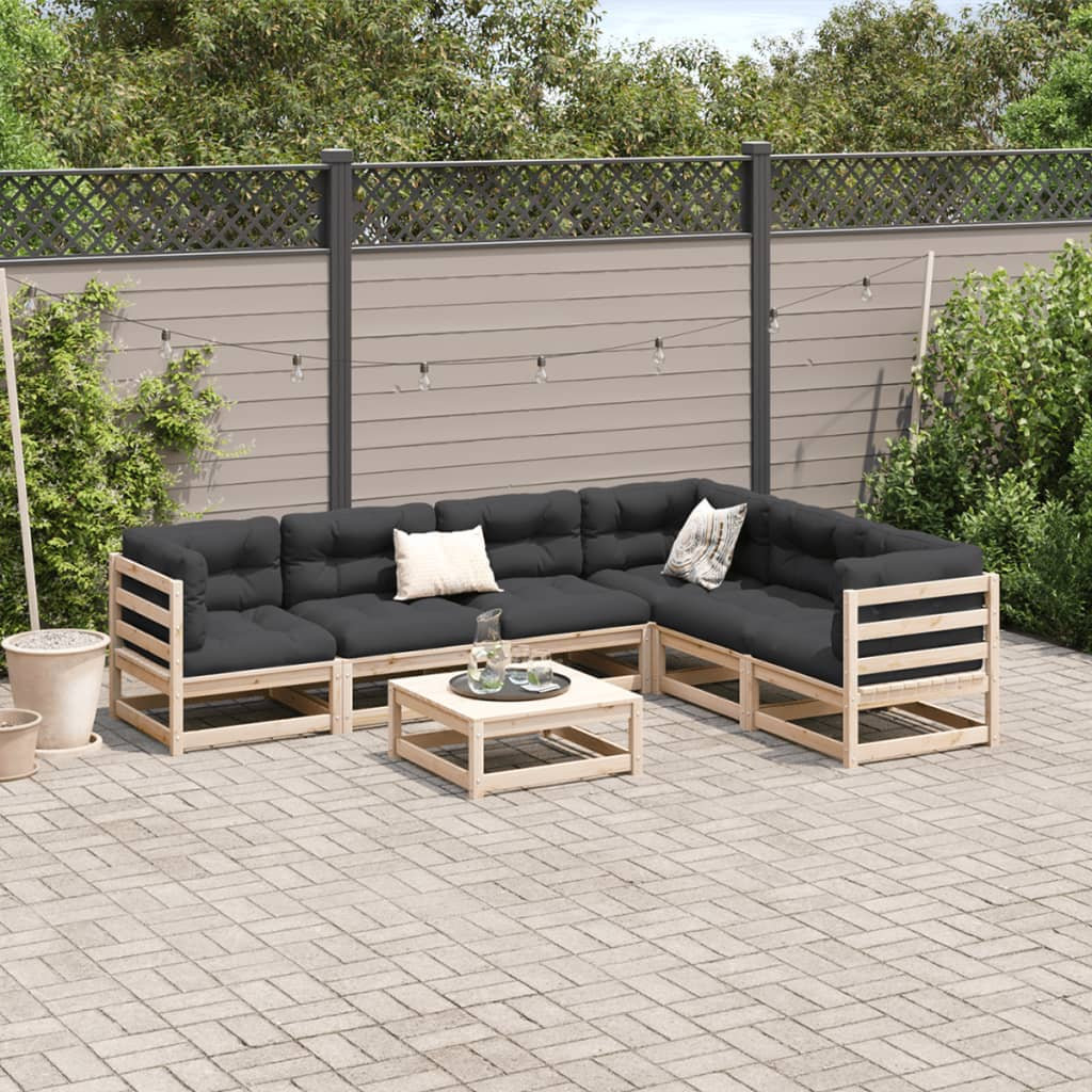One Allium Way® 7 Piece Patio Sofa Set With Cushions Solid Wood Pine ...