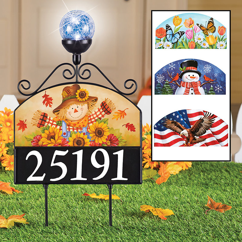 Winston Brands Solar Powered Magnetic Interchangeable Seasonal Address ...