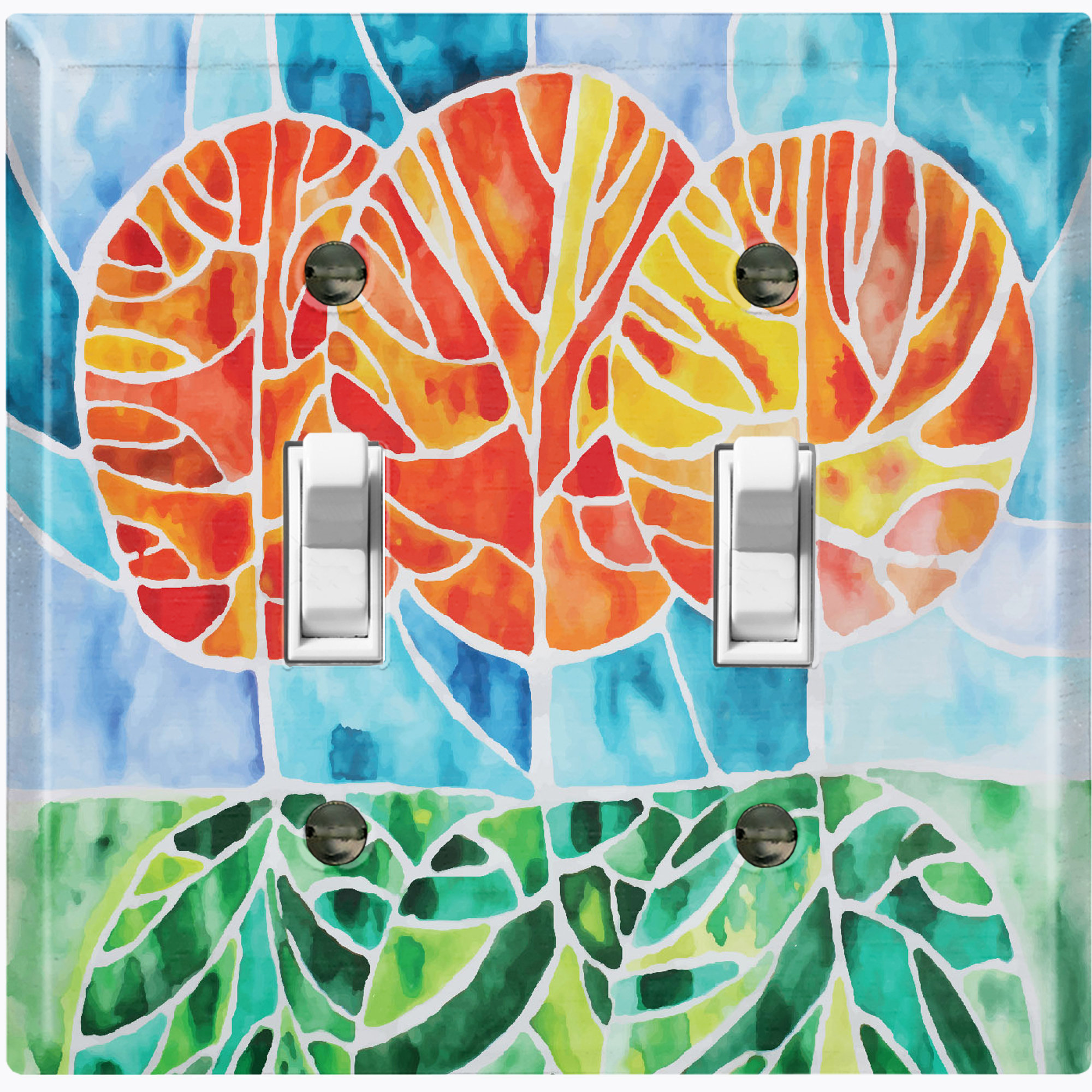 WorldAcc Metal Light Switch Plate Outlet Cover (Abstract Orange Flowers ...