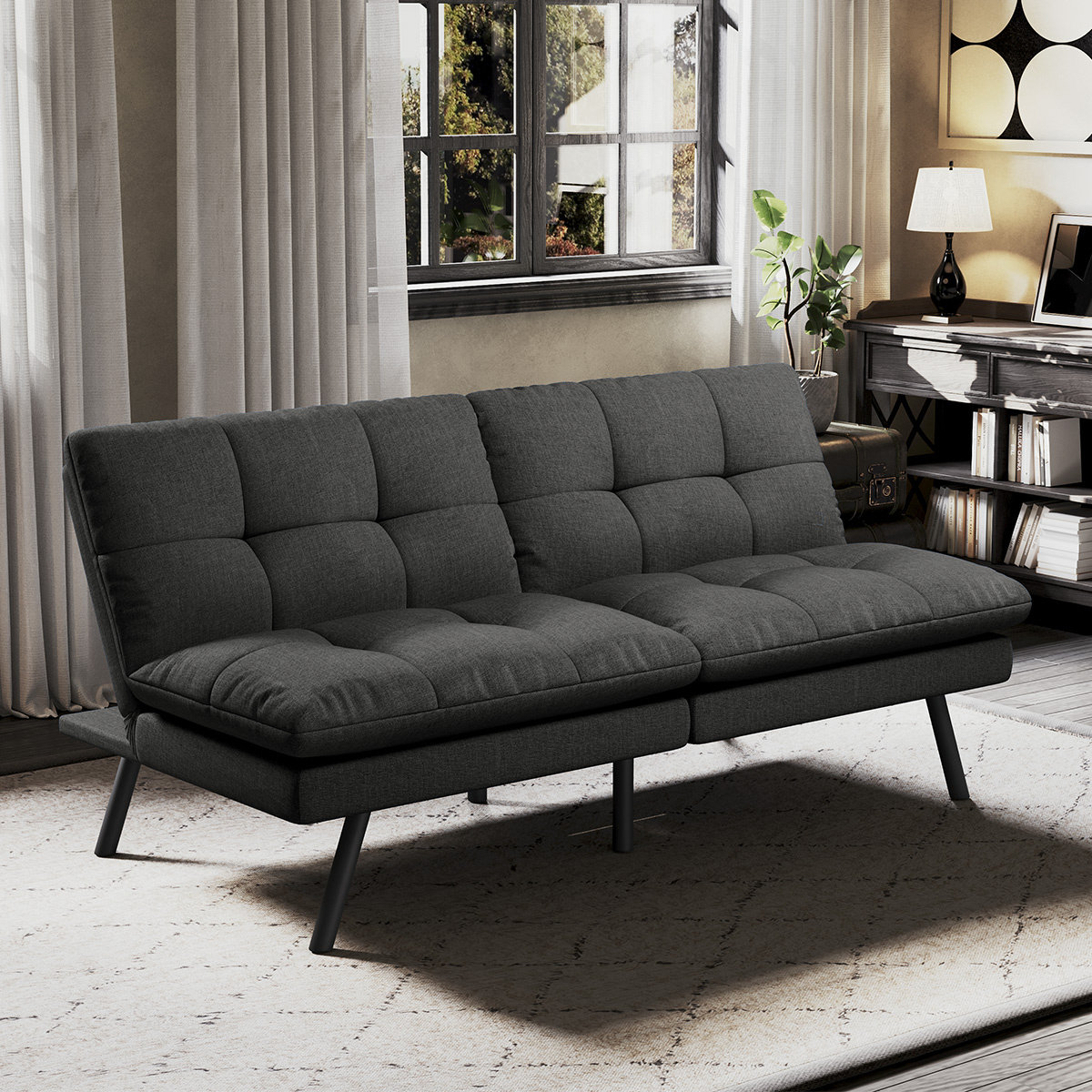 George Oliver 68Inch Convertible Futon Sofa Bed Cat-Scratch-Proof ...