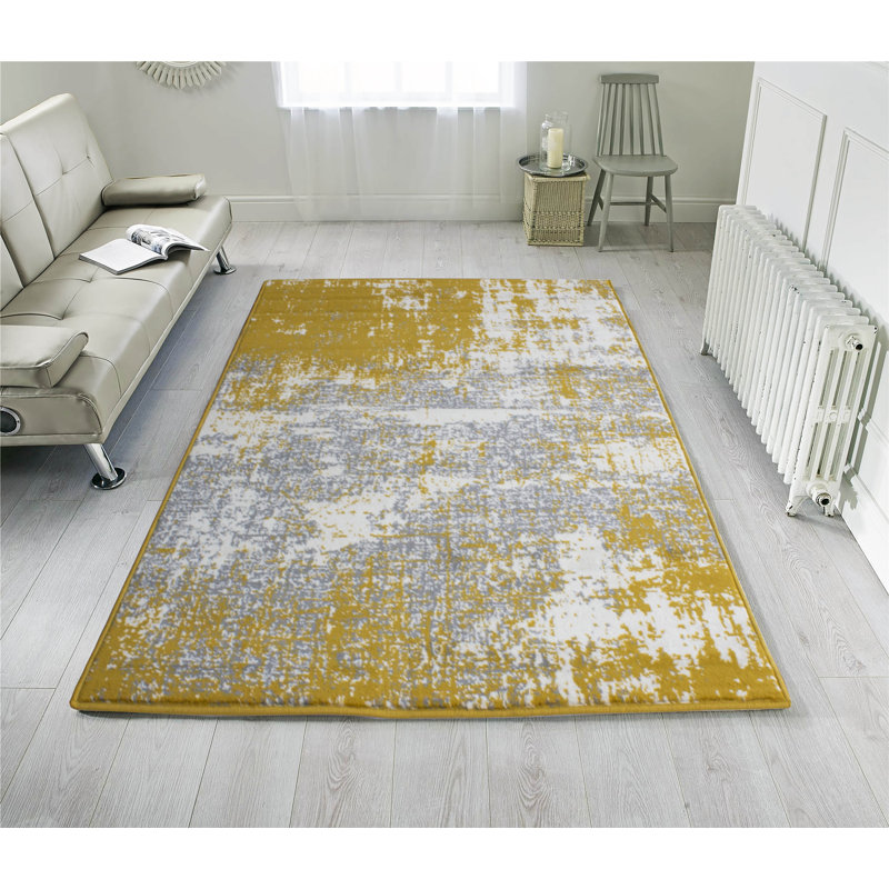 17 Stories Caliah Machine Woven Ochre/Grey Indoor Rug & Reviews ...