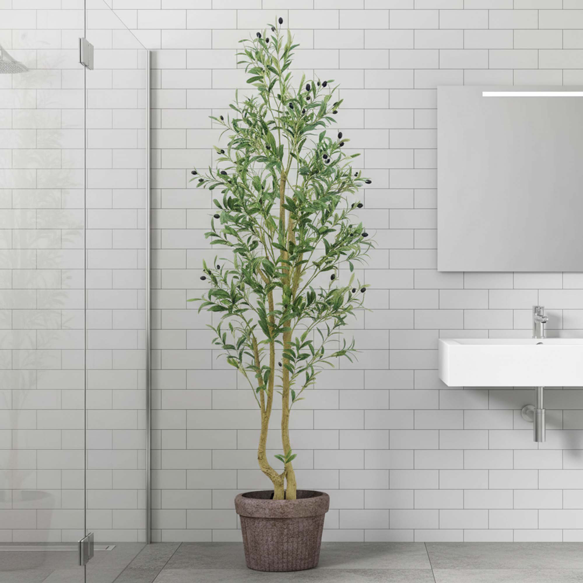 Latitude Run® 6ft Artificial Olive Tree With White Pot, 1296 Leaves, 72 ...