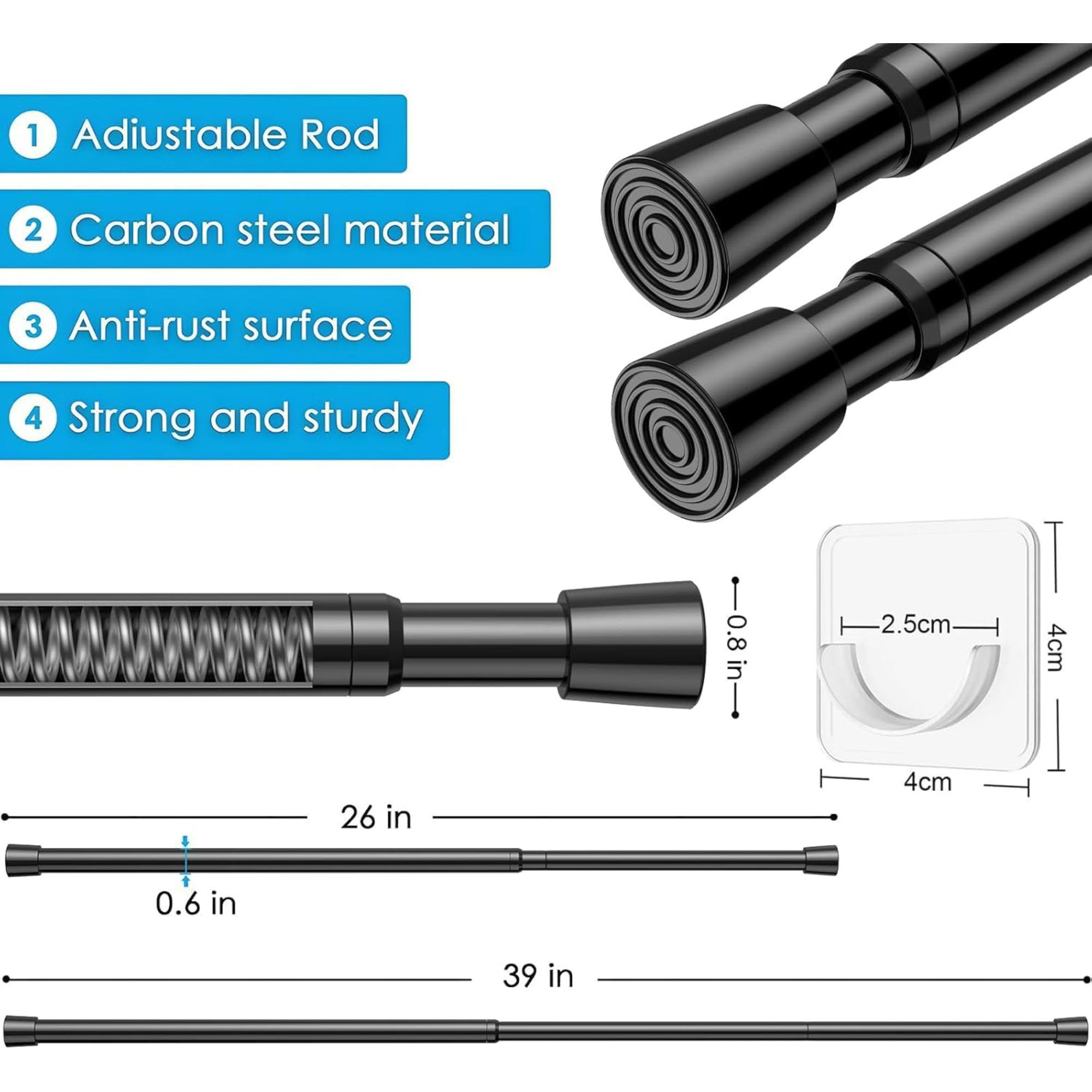 Textiles Hub 1Pack Spring Tension Curtain Rod Adjustable Spring Rod ...