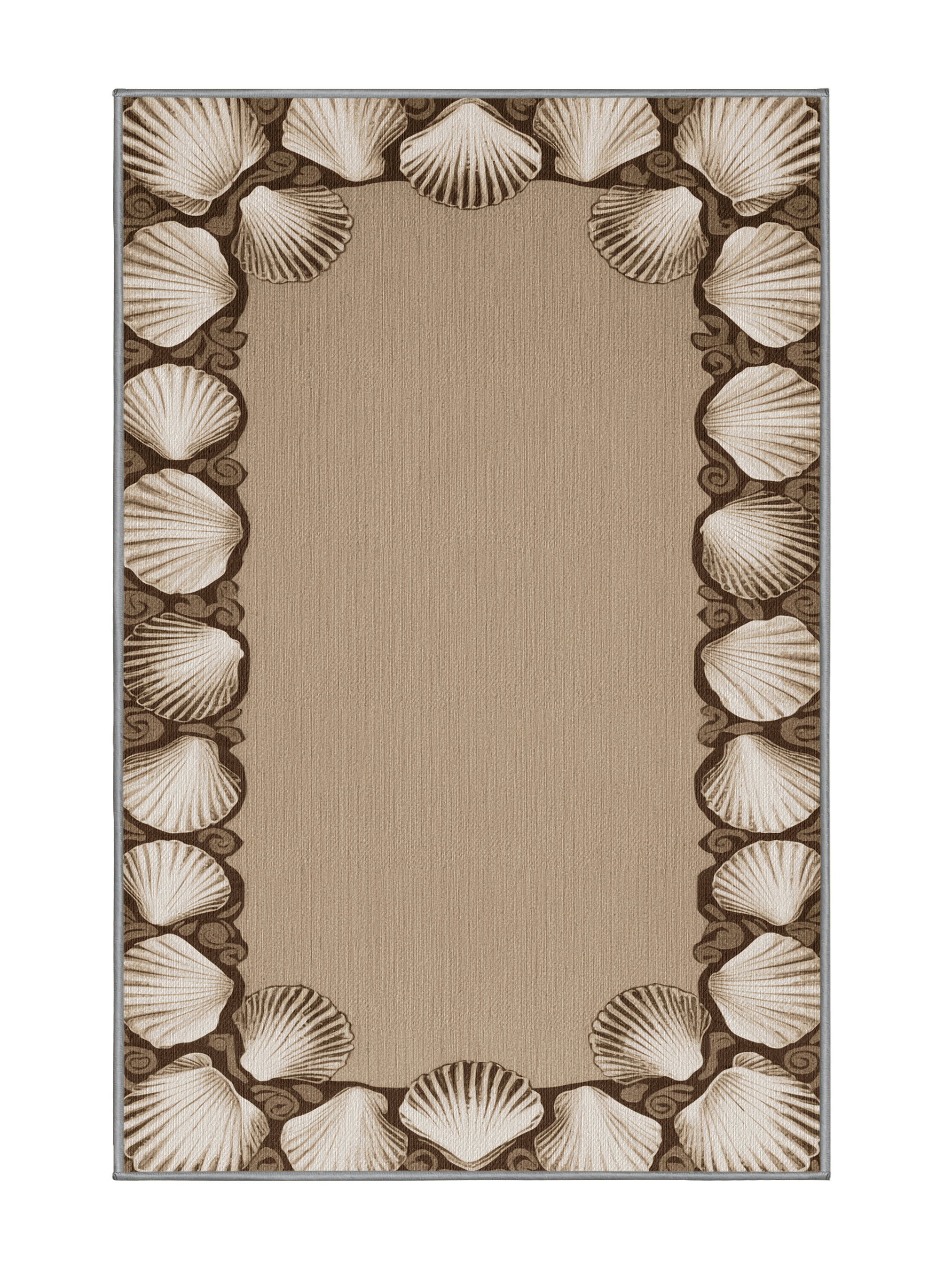 Rosecliff Heights Washable Scallop Shell Border Coastal Area Rug | Wayfair