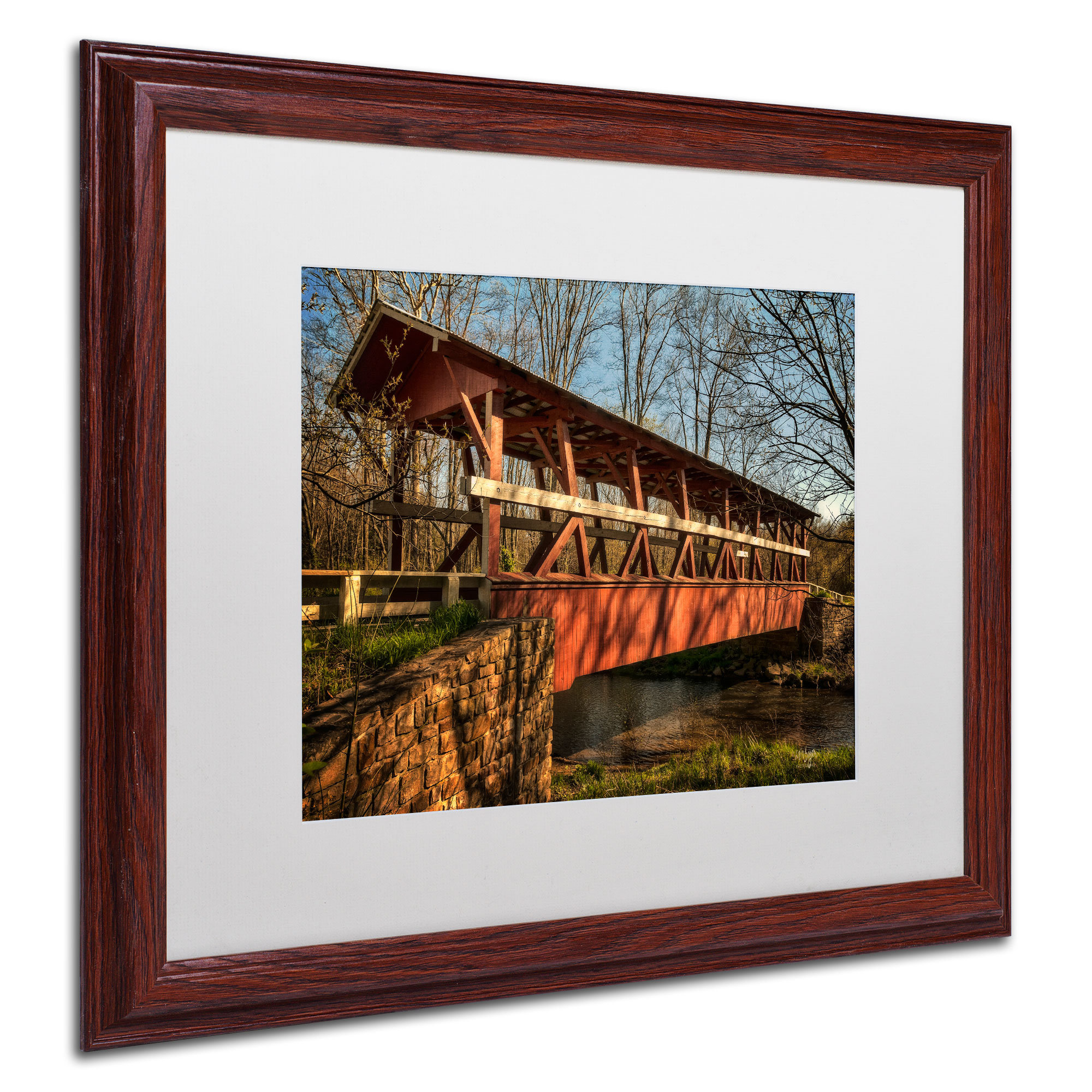 Trademark Fine Art "The Colvin Covered Bridge" by Lois Bryan Framed ...