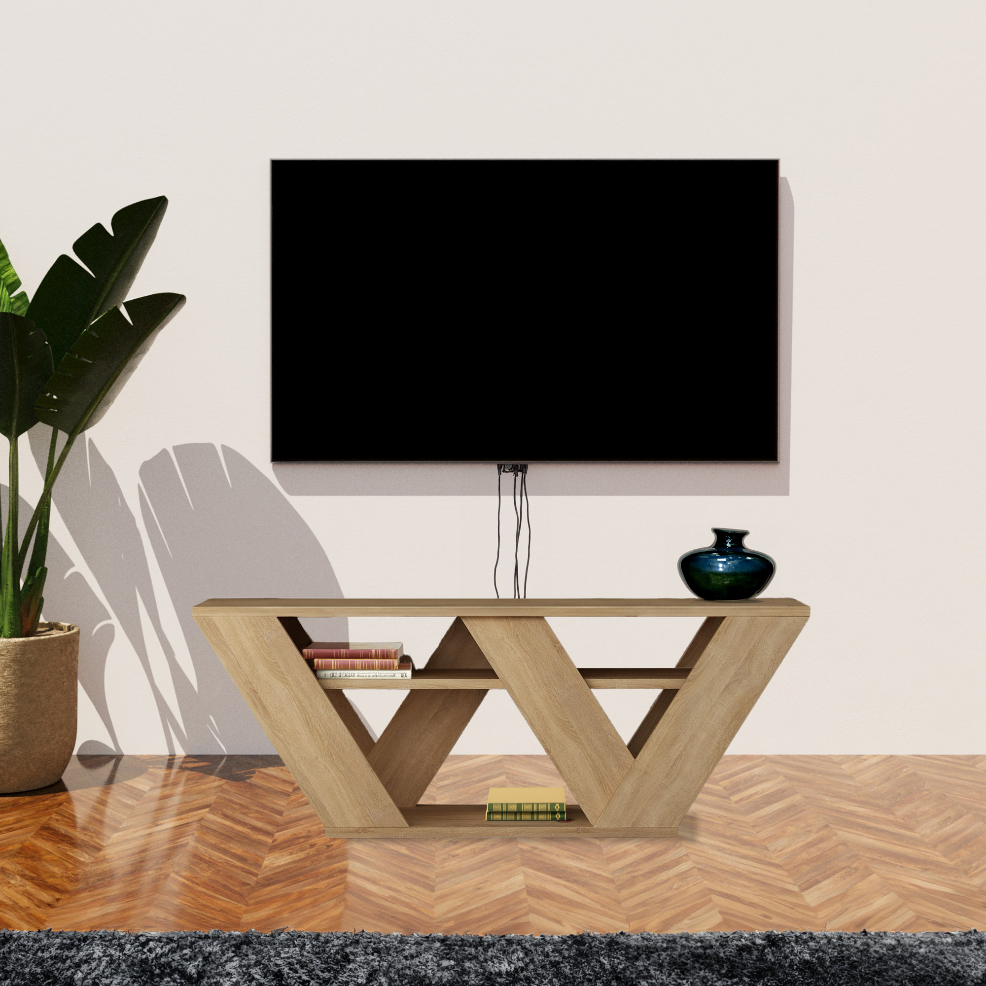 Orren Ellis Double V Minimalist Tv Stand For Tvs Up To 49'' | Wayfair