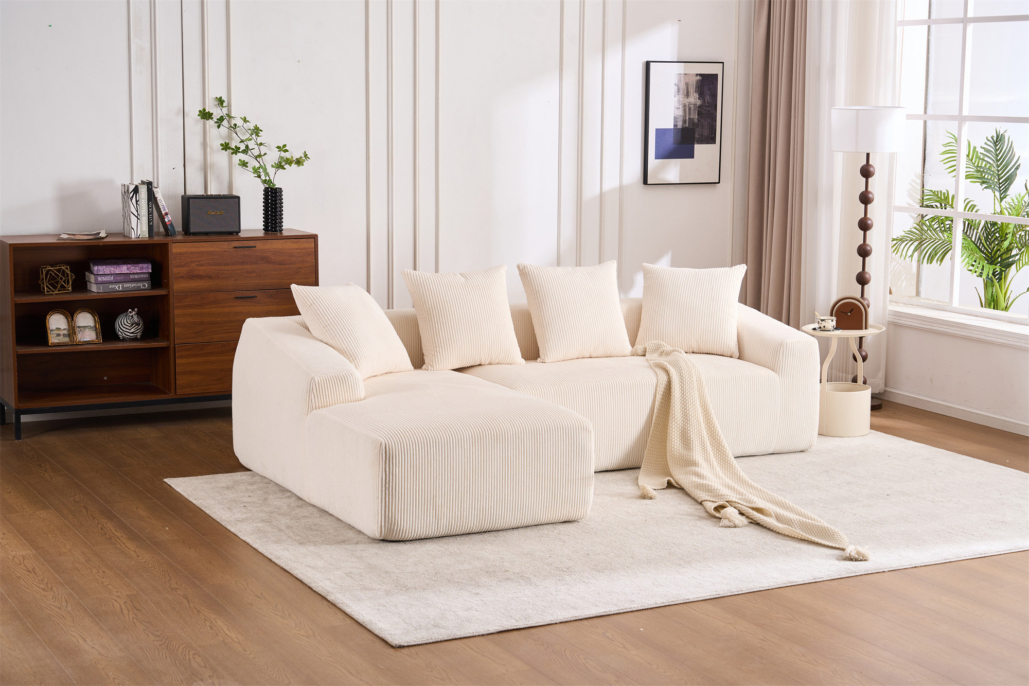 Latitude Run® LY-023 LIGHT GREY COMPRESSION SOFA: Combining Chaise Longue With 3-Seater | Wayfair