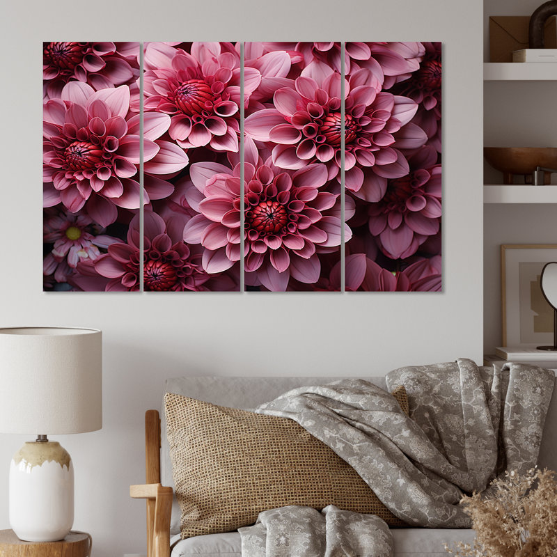Ebern Designs Pink Mums Mesmerizing II On Canvas 4 Pieces Print | Wayfair