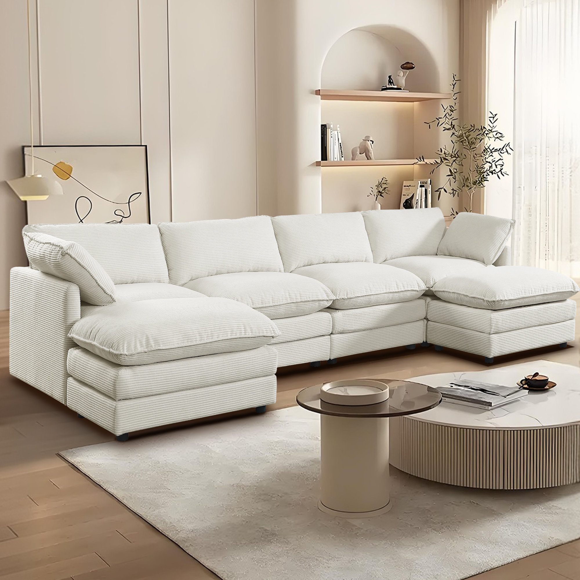 Hokku Designs Modular Corduroy Sectional Sofa - Reconfigurable Pieces ...