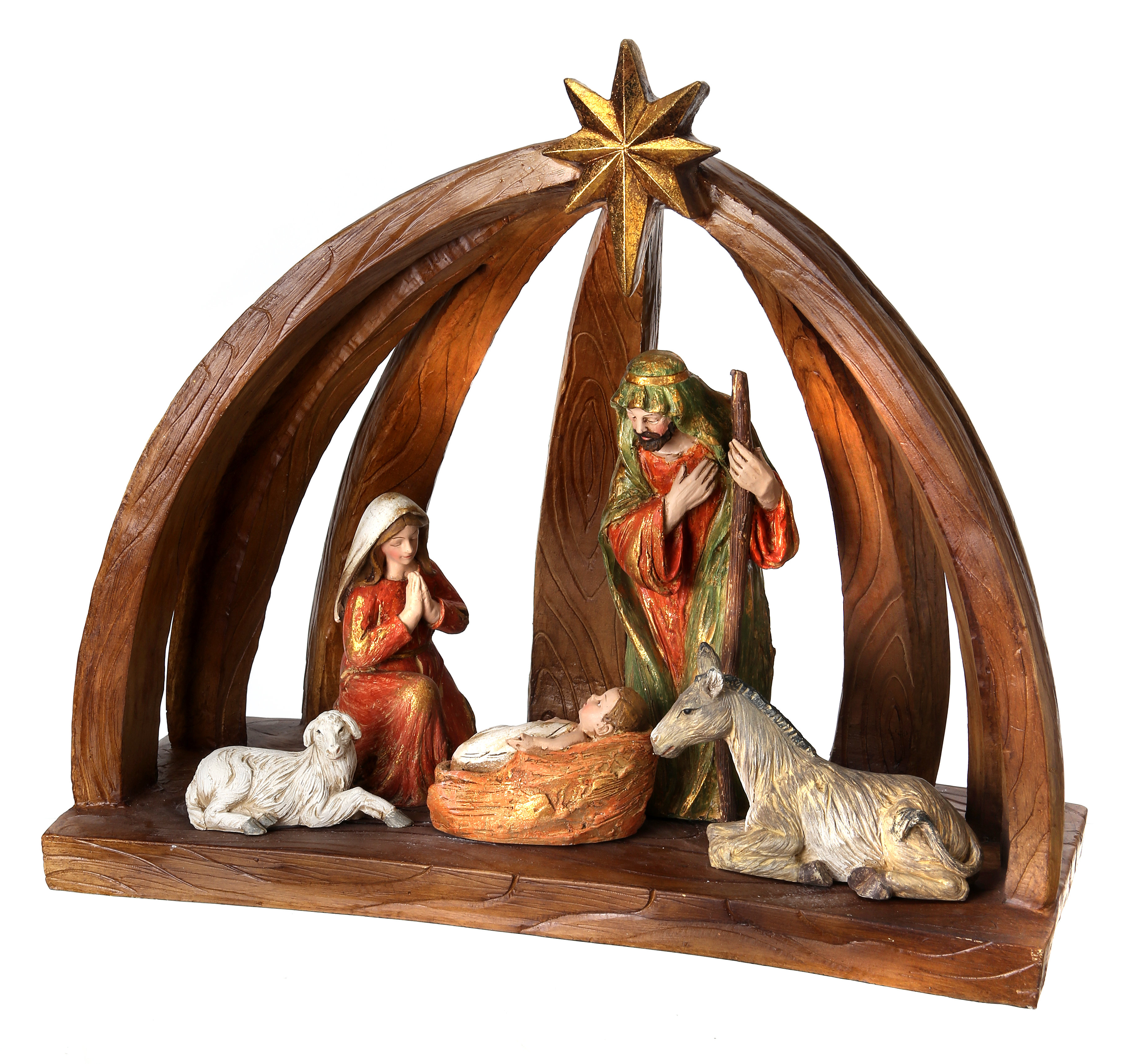 The Holiday Aisle® Nativity in Arch Cresh with Star Decorative Accent ...