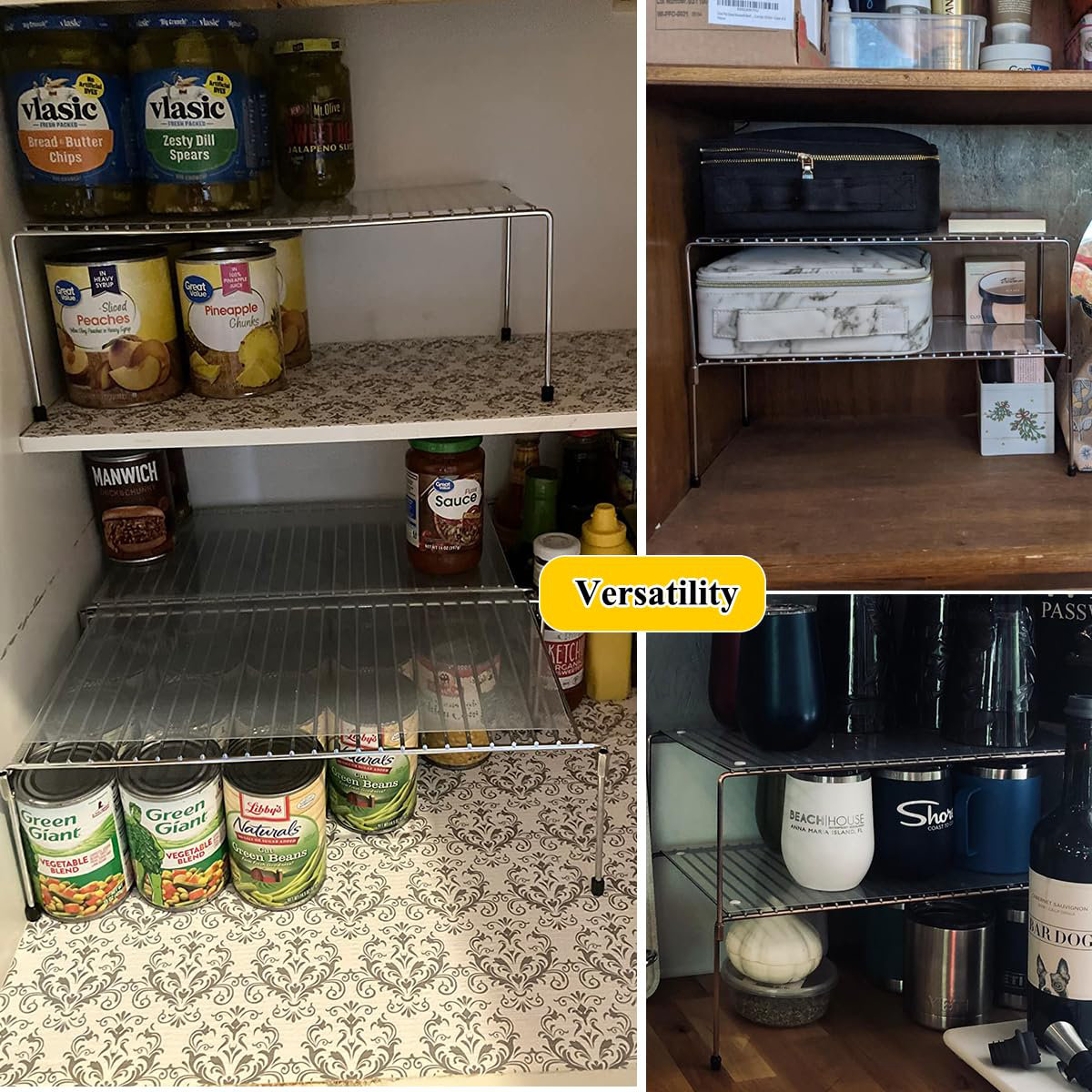 Rebrilliant Stackable Kitchen Cabinet Shelf Organizers With Anti-Slip ...