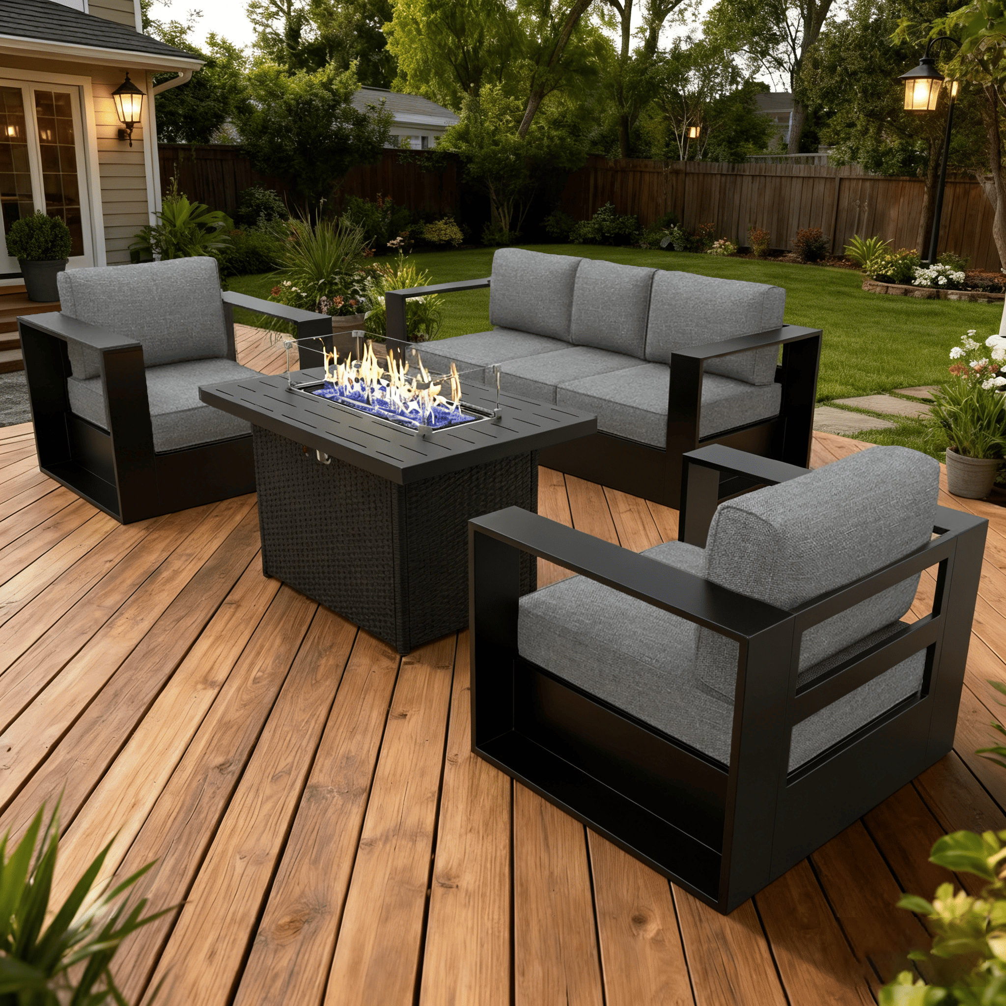 Latitude Run® Modern Outdoor Aluminum 4-piece Conversation Set With ...
