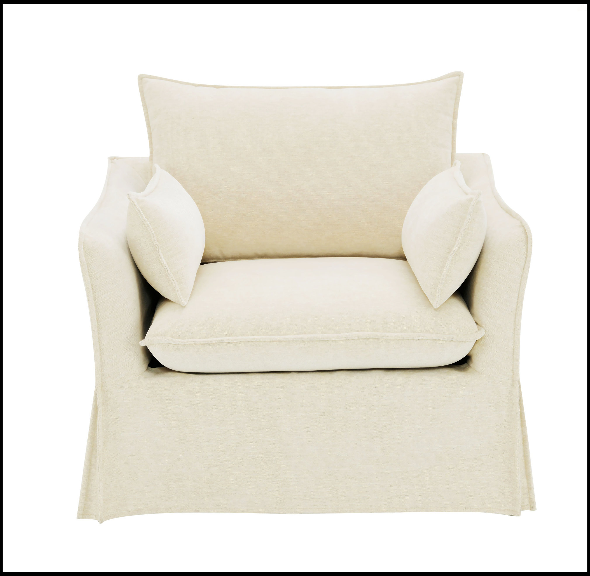 Latitude Run® Beige Linen Chair With 2 Pillows | Wayfair