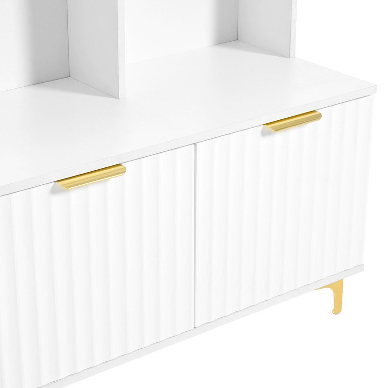 Hokku Designs Modern White Hall Tree - Gloss Fluted Storage Bench with ...