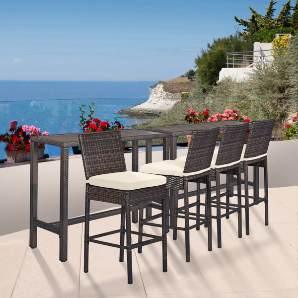 Latitude Run® Outdoor Bar Set For Patio 6Pcs Outdoor Bar Tables And ...