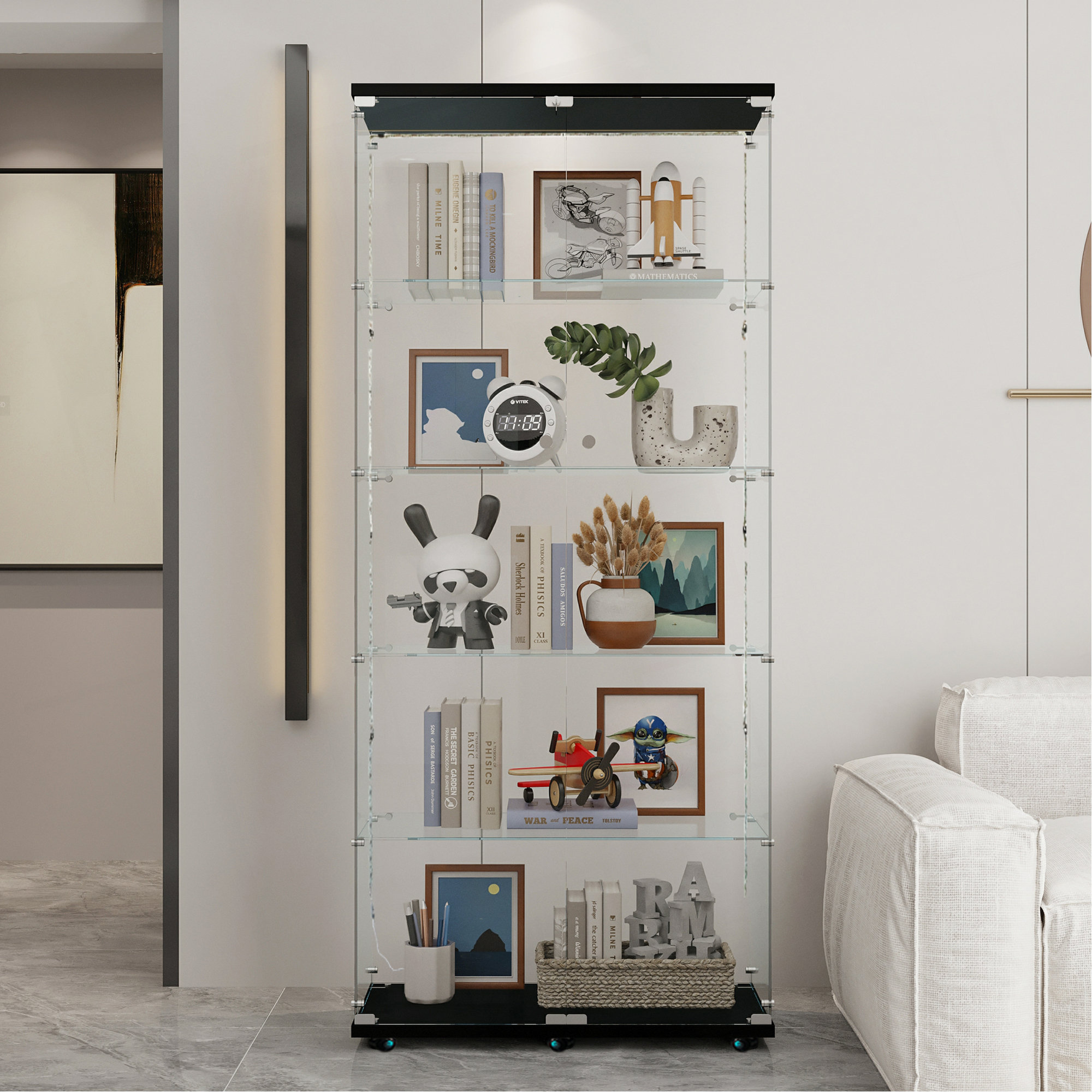 Latitude Run® Tempered Glass Display Cabinet, Wine Cabinet,Storage ...