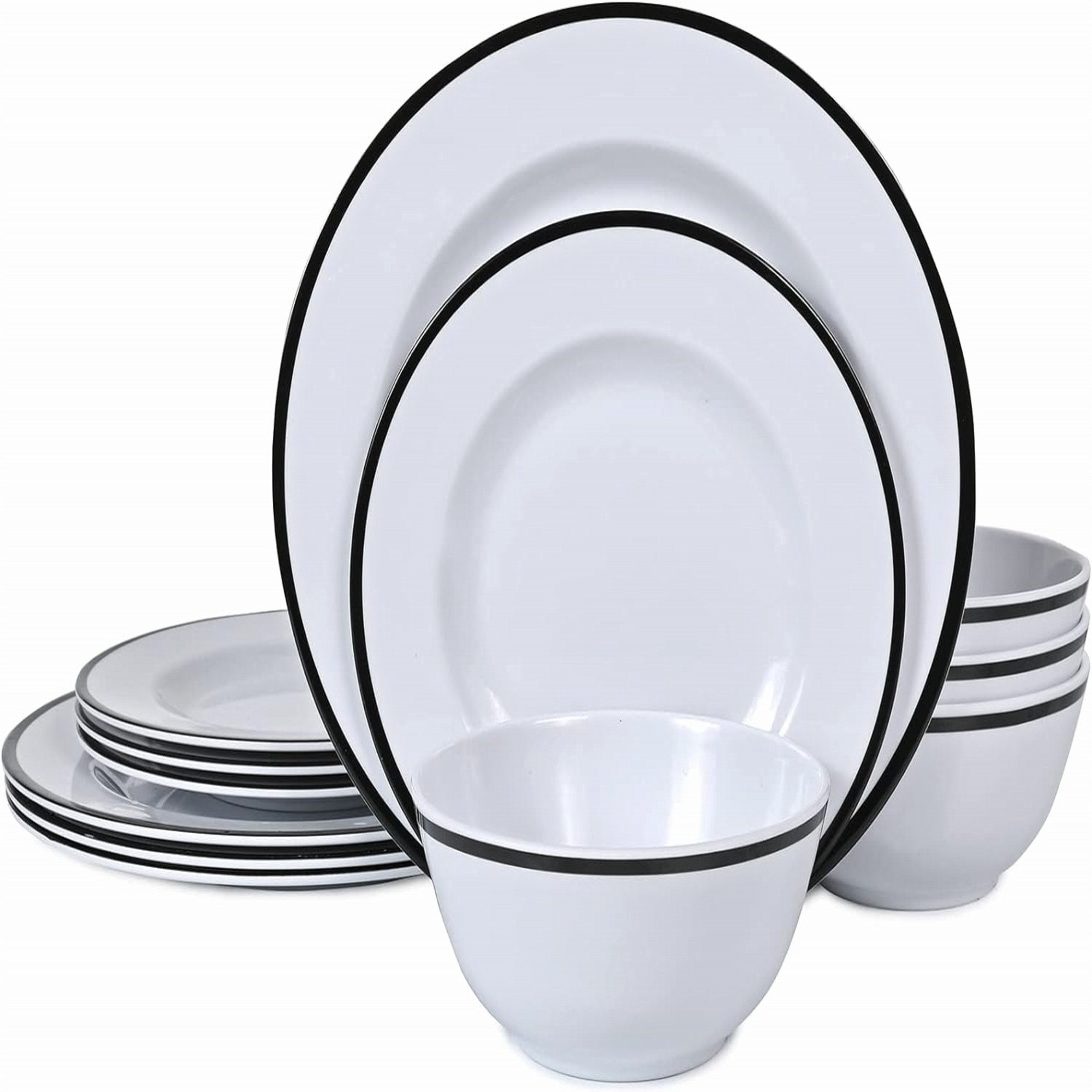 Latitude Run® Dishwasher Safe Melamine Dinnerware Sets 12Pcs Plates And ...