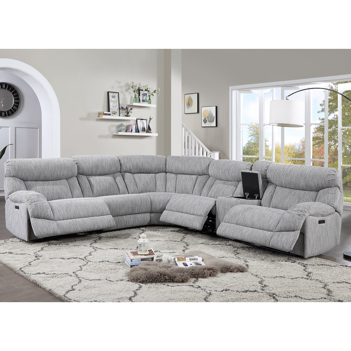 Wade Logan® Billiejean 227.5" Wide Symmetrical Reclining Corner ...