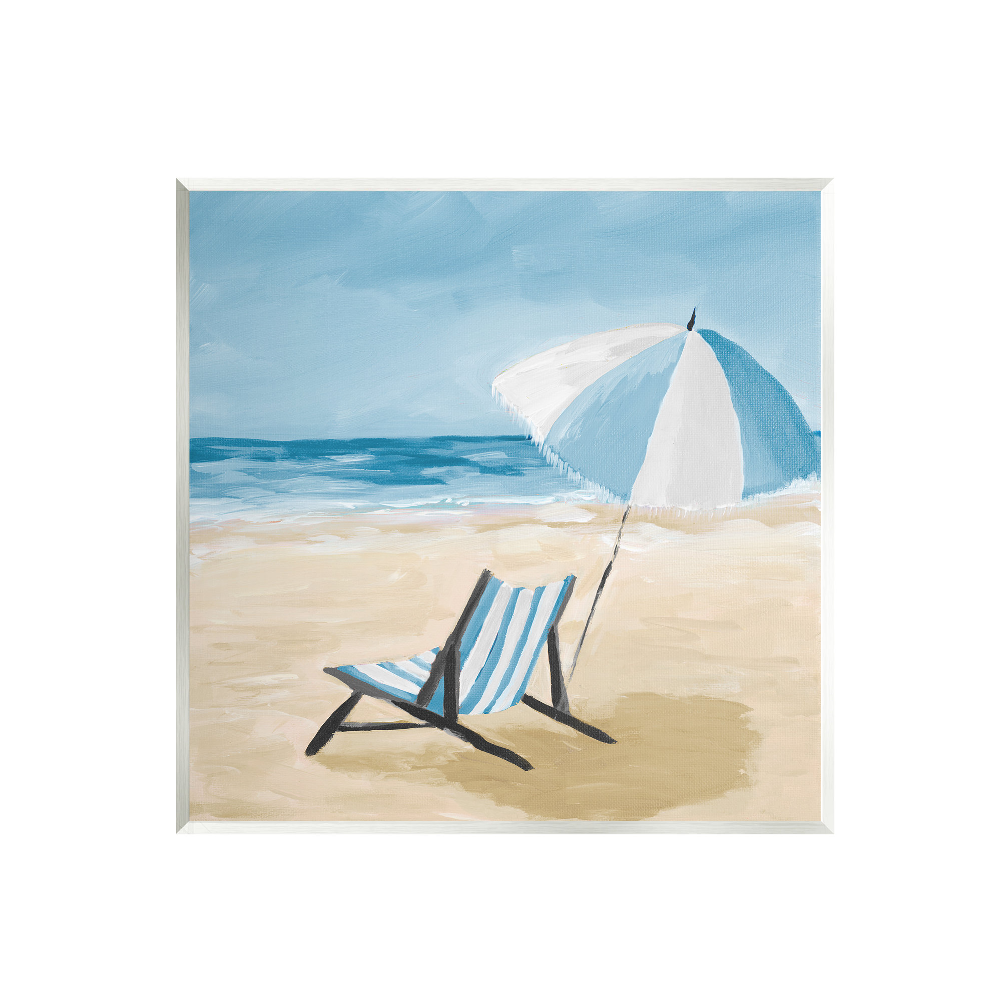 Stupell Industries Blue Beach Chair Painting Canvas Wall Art Design by ...