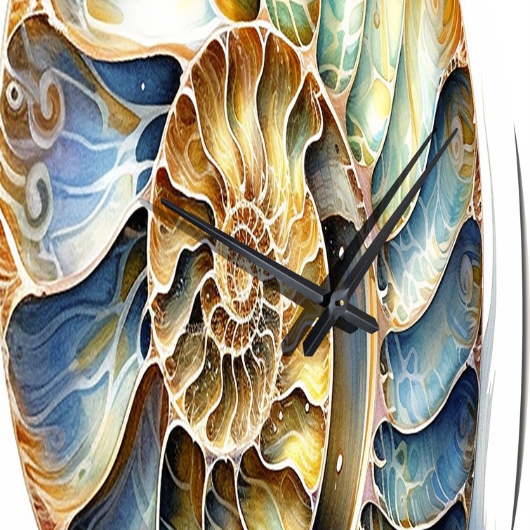 DesignArt Seashell Symphony I Metal Wall Clock | Wayfair