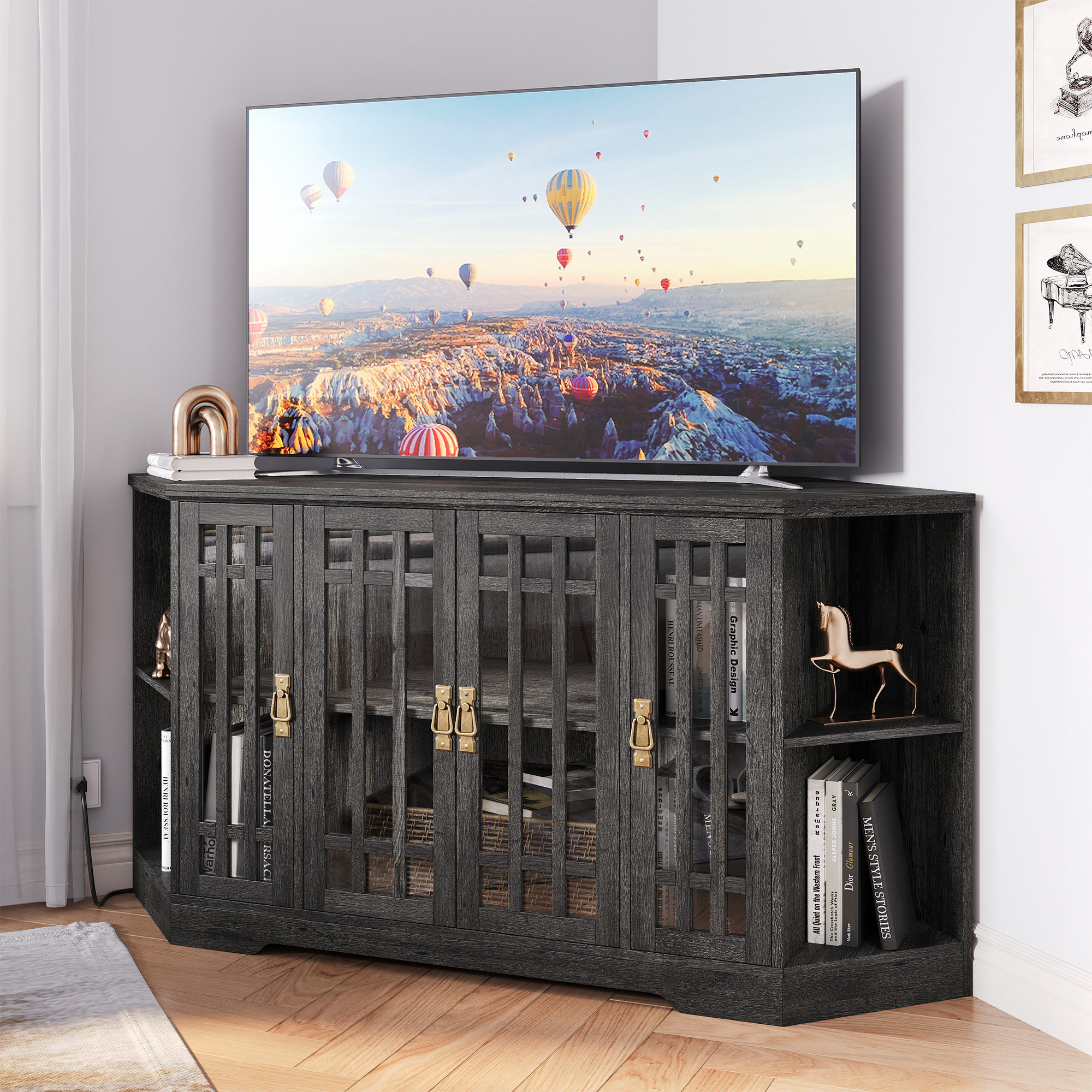 Lark Manor™ Corner Tv Stand For Tvs Up To 65 Inch With Power Outlet ...