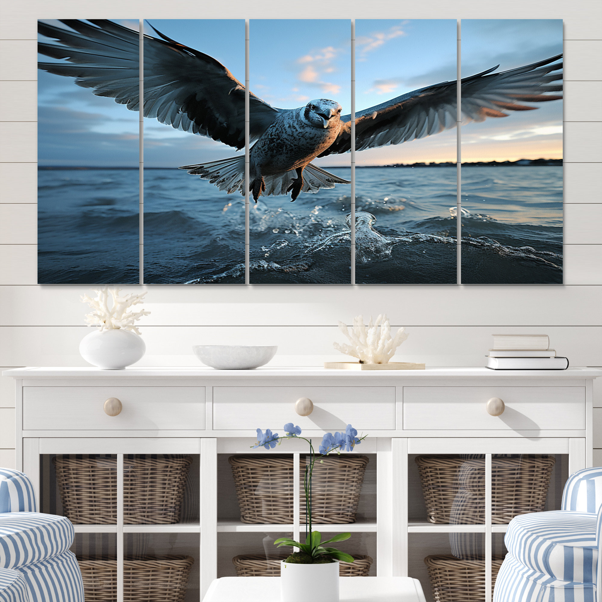 Design Art Coastal Seabird Rising - Animals Metal Wall Art Prints Set ...