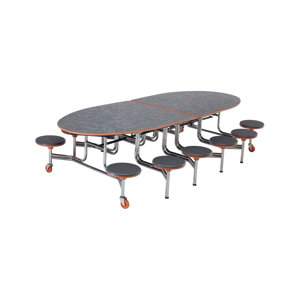 AmTab Manufacturing Corporation 121" Elliptical Stool Cafeteria Table ...