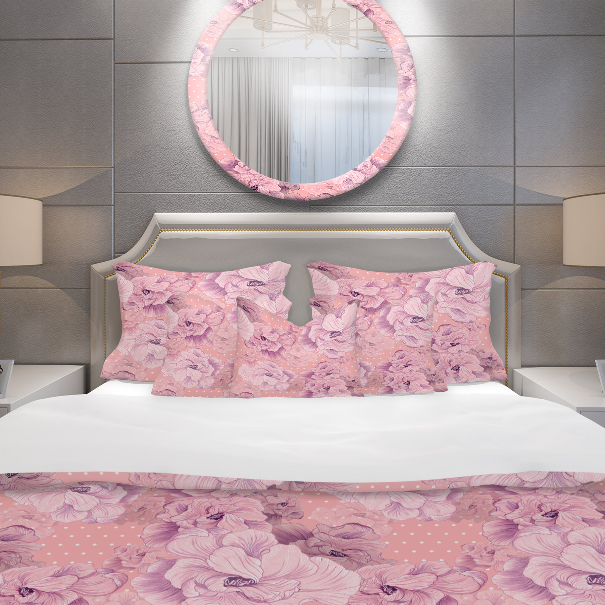 Design Art Pink Flowers Composition - Eclectic Floral Flower Duvet ...