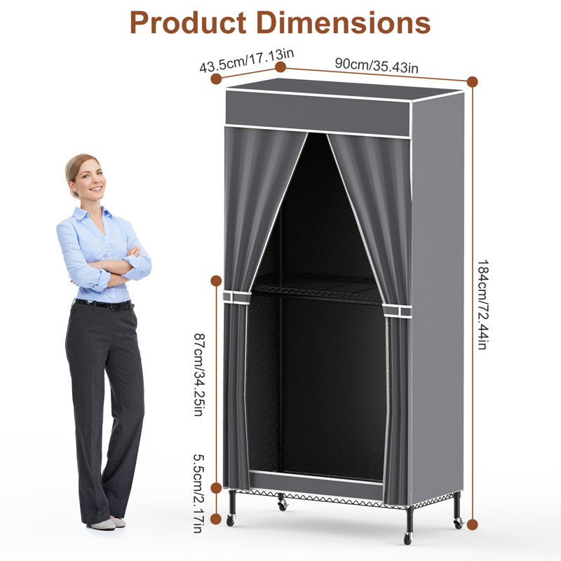 Rebrilliant 2 Tier Clothing Rack With Cover | Wayfair