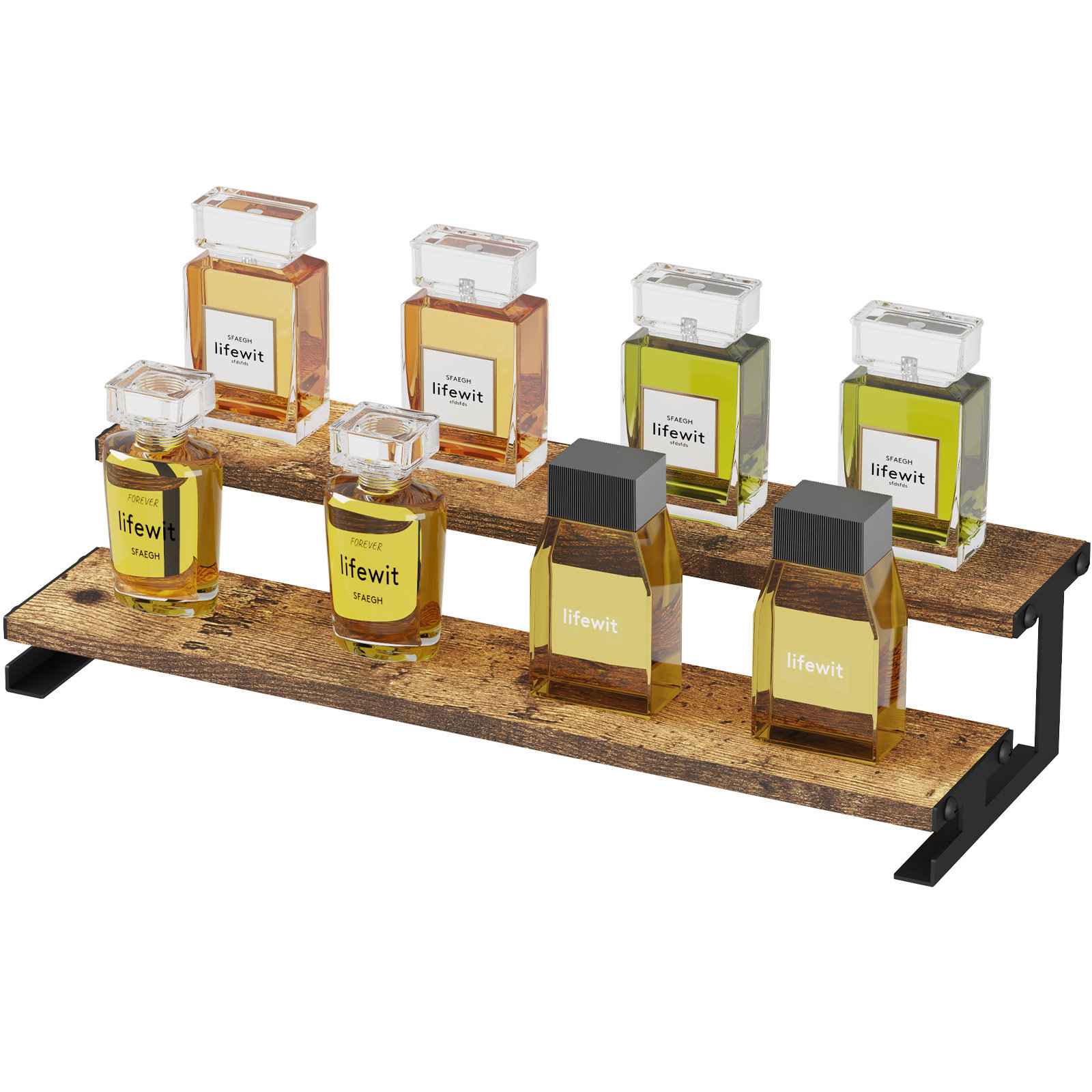 17 Stories 2-tier Wooden Dispaly Riser With Metal Stand, Step Cologne ...