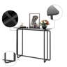 Ivy Bronx Eldon Tempered Glass Top Console Table With Black Metal Base ...