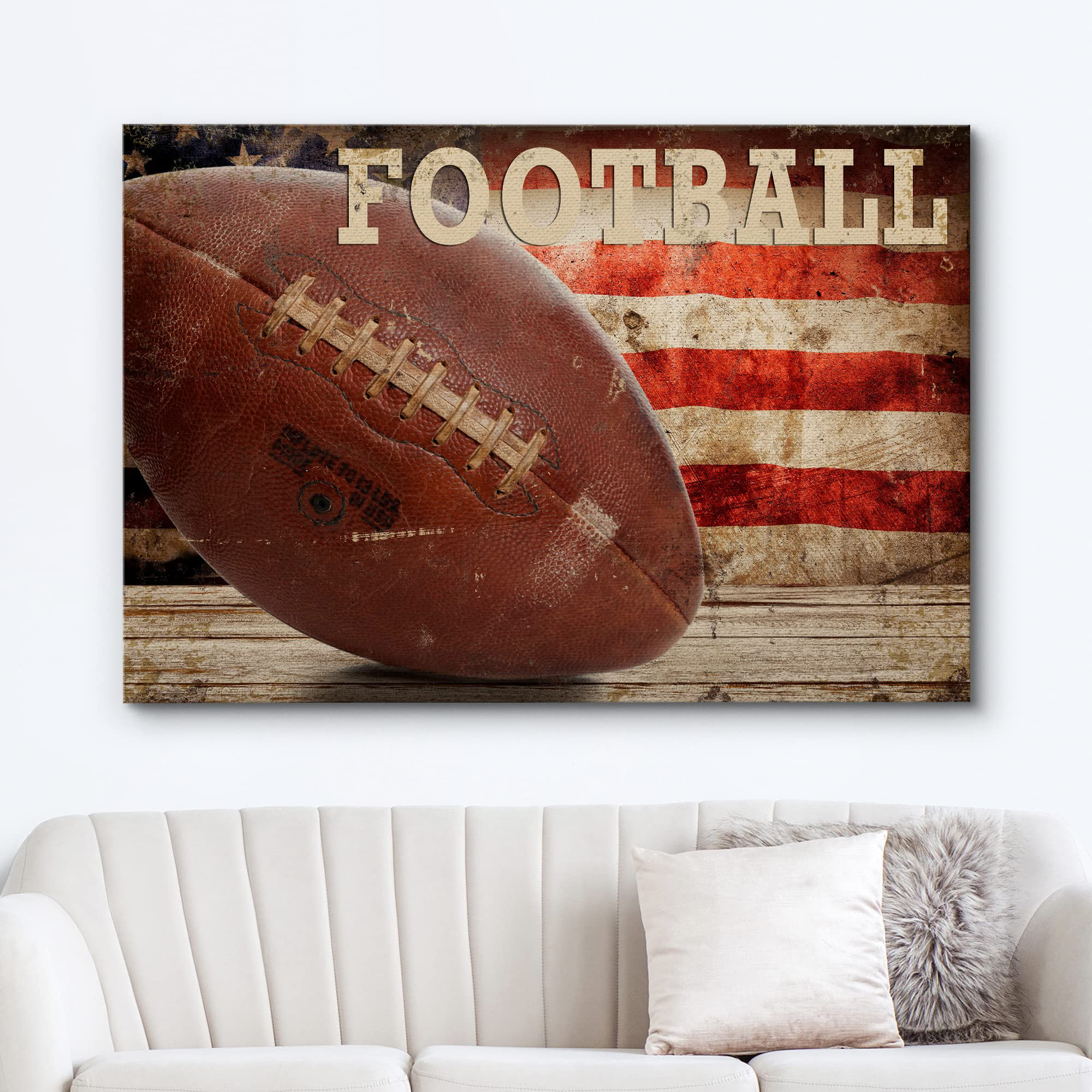 IDEA4WALL Retro American Football On Wood Effect Panels Sports ...