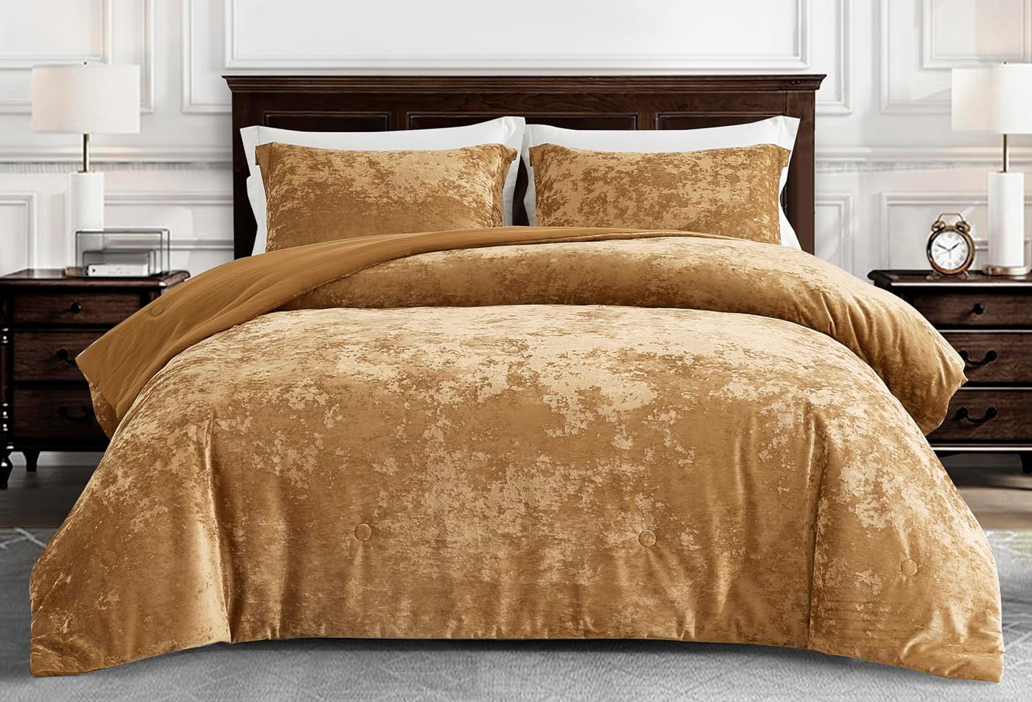 Chezmoi Collection Lux Distressed Velvet Reversible Comforter Set ...