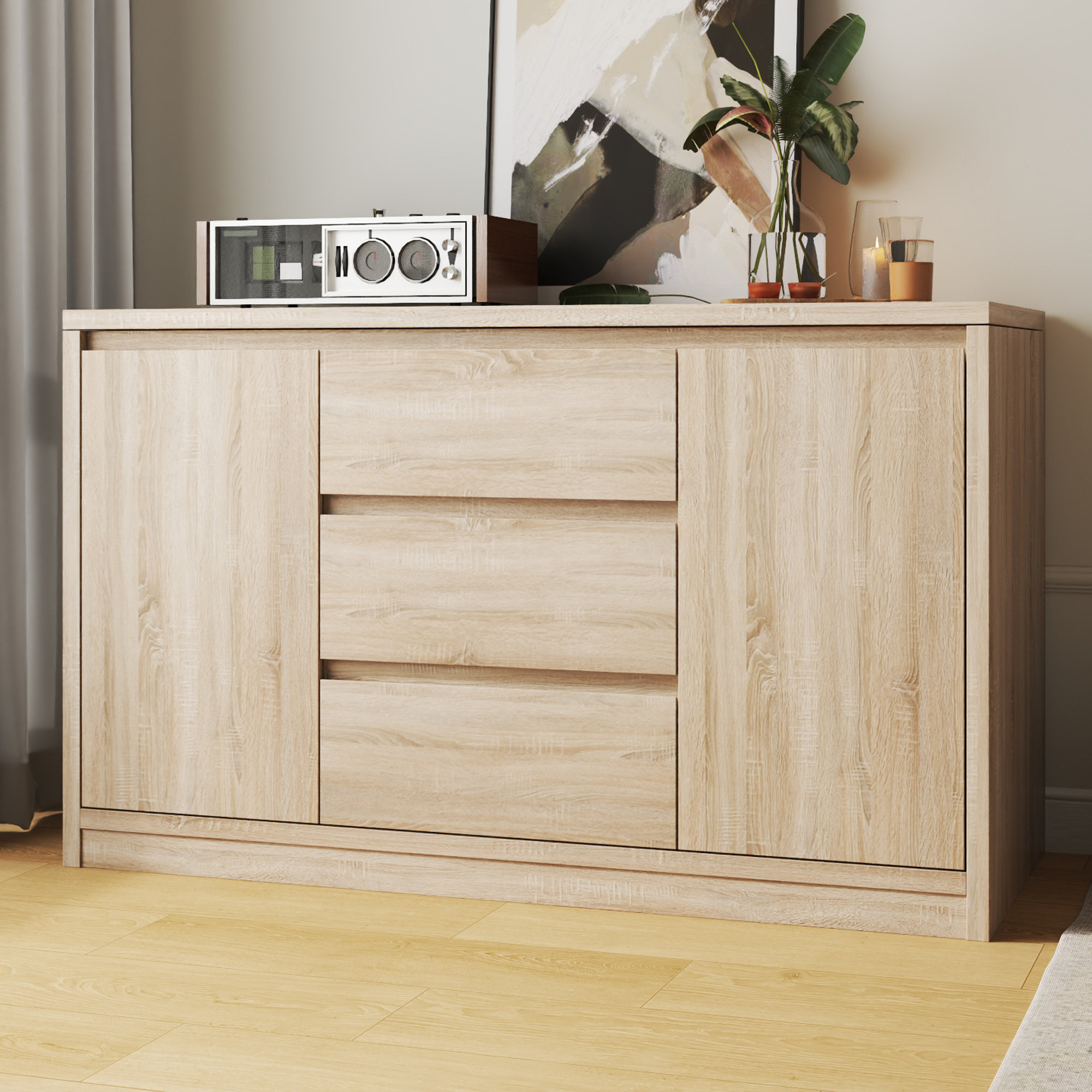 Latitude Run® Lockable 3-Drawer 2-Door Cabinet With Hidden Space | Wayfair