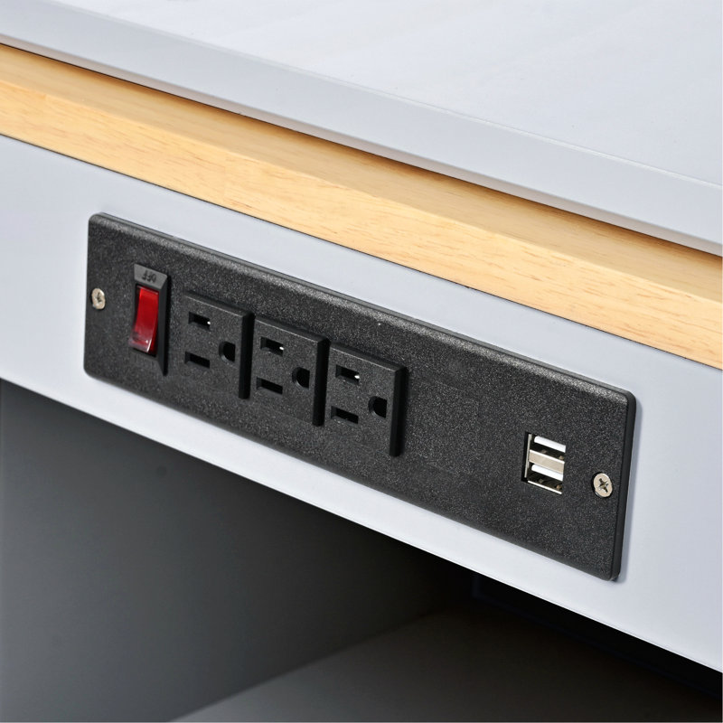 Wrought Studio™ Rolling Kitchen Island With Extended Table, LED Lights ...