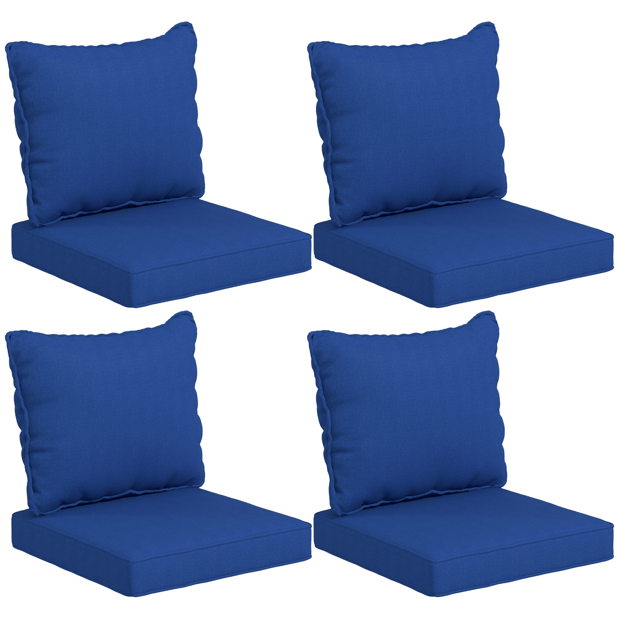 Outsunny 8-Piece Patio Chair Cushion And Back Pillow Set, Seat ...