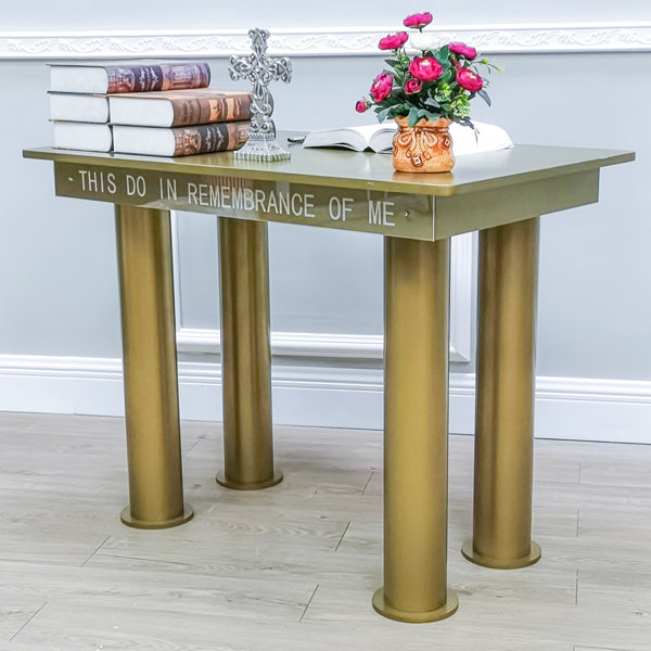 Mercer41 39.3 x 23.6 x 30" Gold Color Wood MDF Church Holy Communion ...