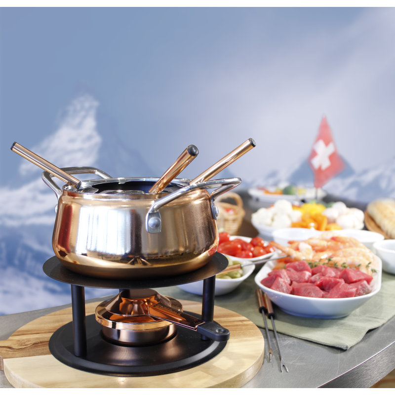Swissmar Peak 10 Piece Fondue Set, Copper | Wayfair