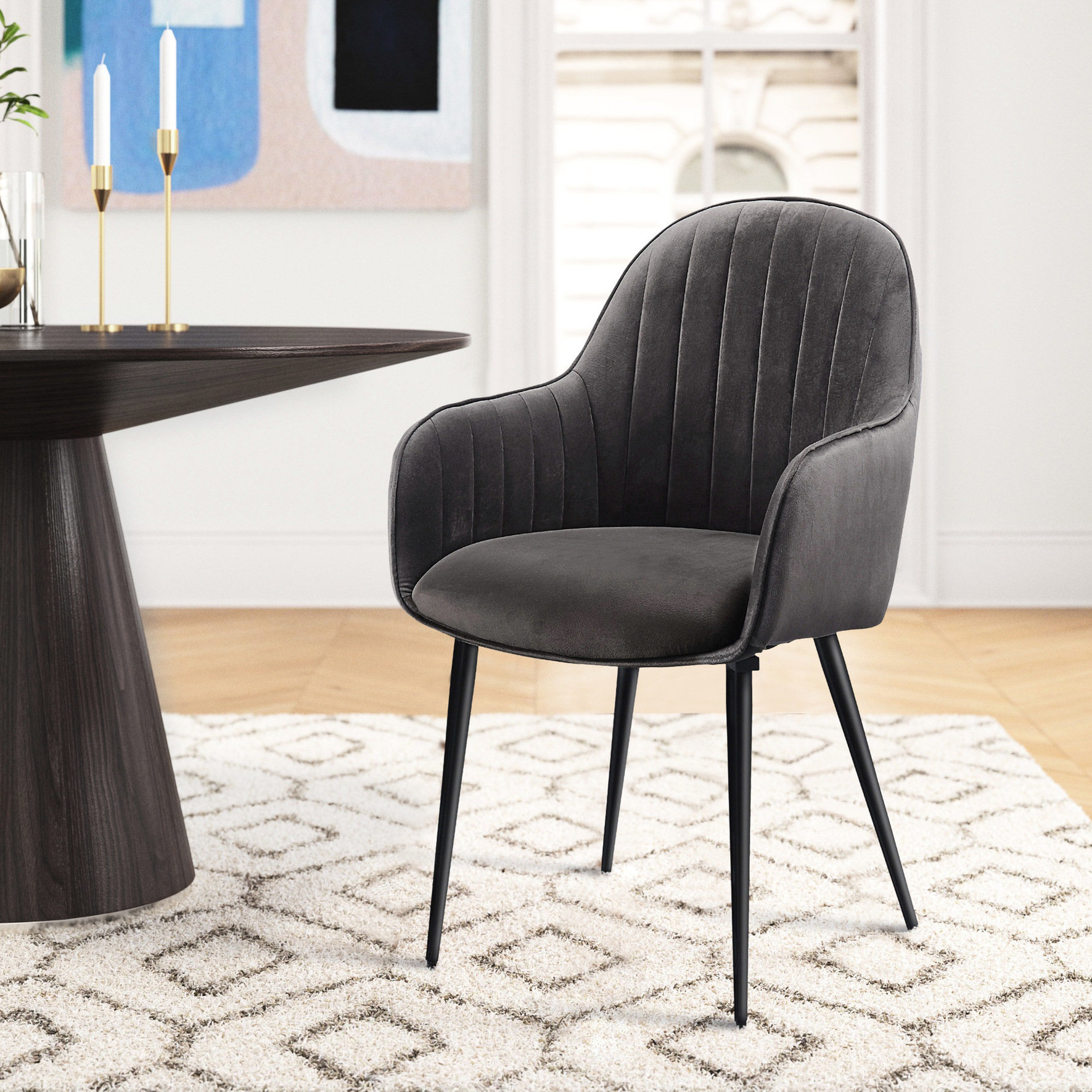 Corrigan Studio® Dark Grey Back Dining Chairs (2 ), Comfortable Foam ...