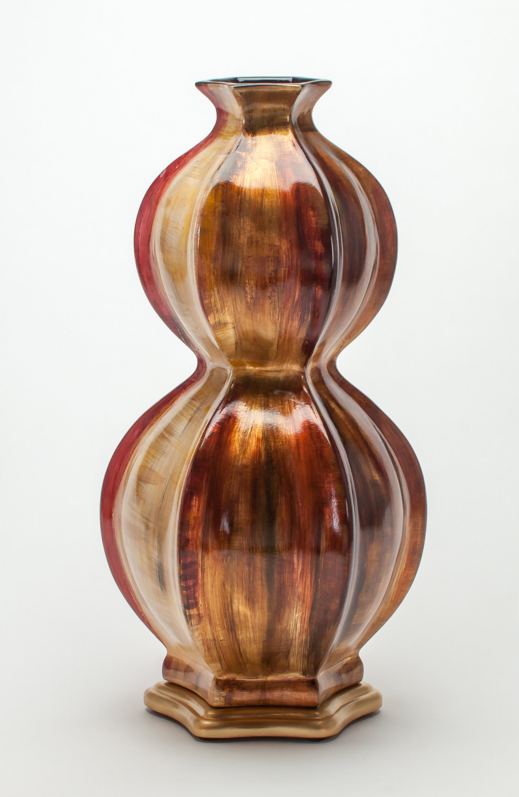 Artmax Ivory/Brown/Gold 20" Porcelain Table Vase | Wayfair