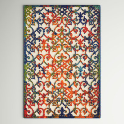 Sol 72 Outdoor™ Brackett Floral Orange/Blue/Yellow Indoor / Outdoor ...