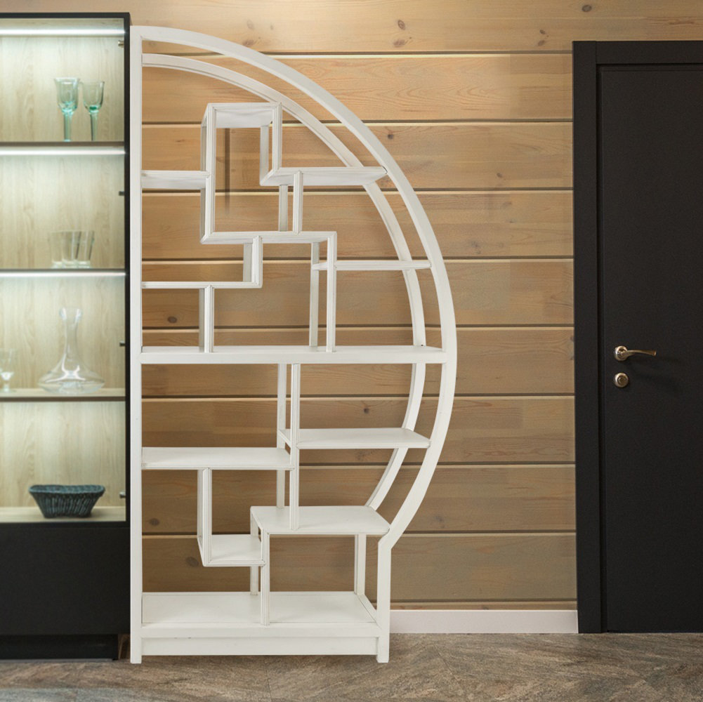 Darby Home Co Russel 76" H x 40" W Solid Wood Geometric Bookcase ...