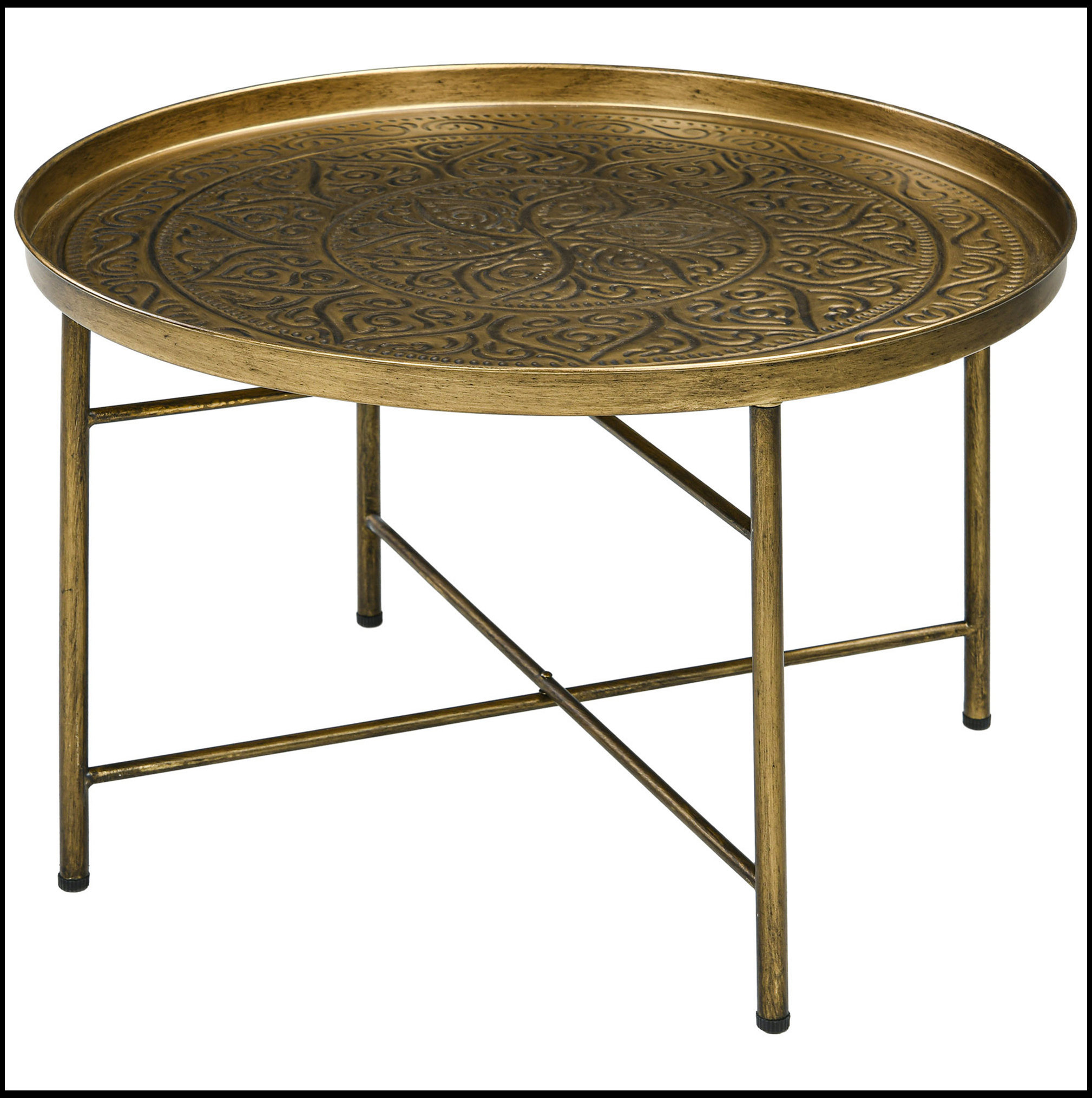 House of Hampton® 24" Round Coffee Table With Hammered Tray Top ...