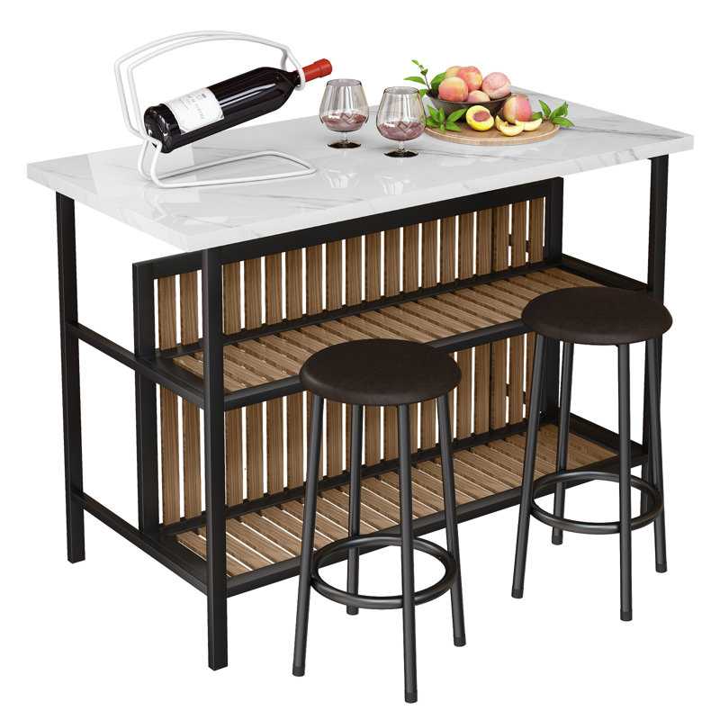 17 Stories Inas 47.24" Steel Kitchen Island Set "& Reviews" | Wayfair