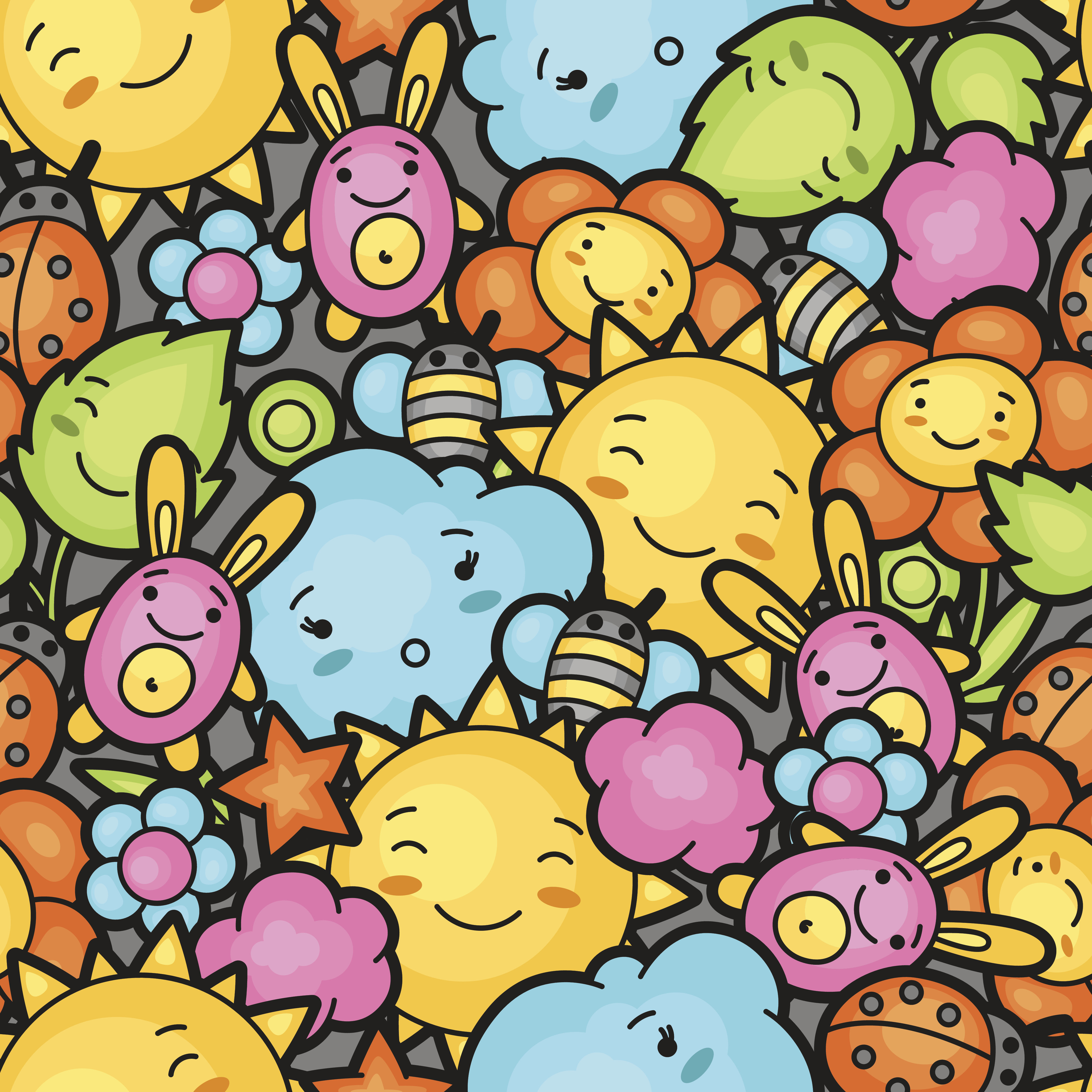 Zoomie Kids Kawaii Child Pattern On Canvas Graphic Art | Wayfair