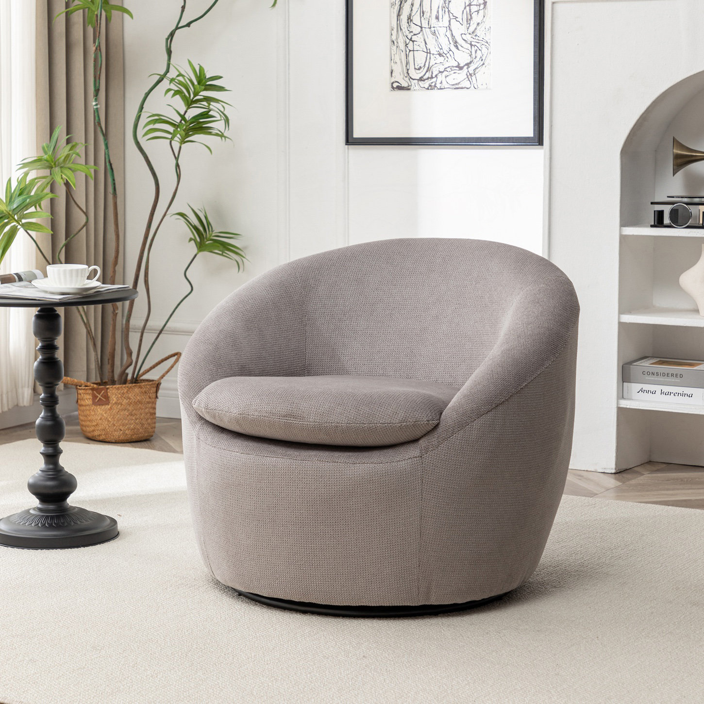 Dakota Fields Modern Barrel Chair, 360° Swivel Chair, Bedroom Chair ...