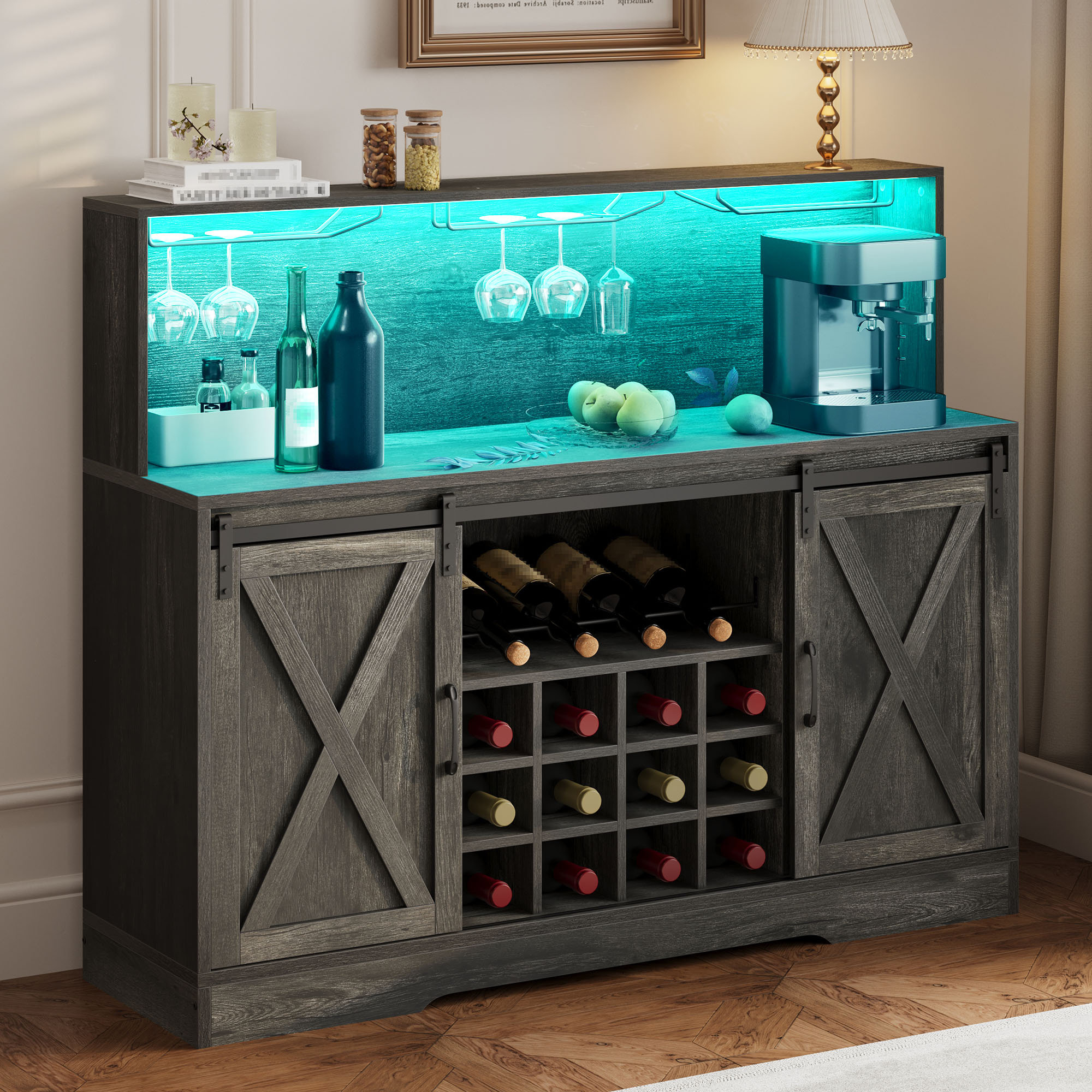 Laurel Foundry Modern Farmhouse® Lochlan Farmhouse 55" Wine Coffee Bar ...
