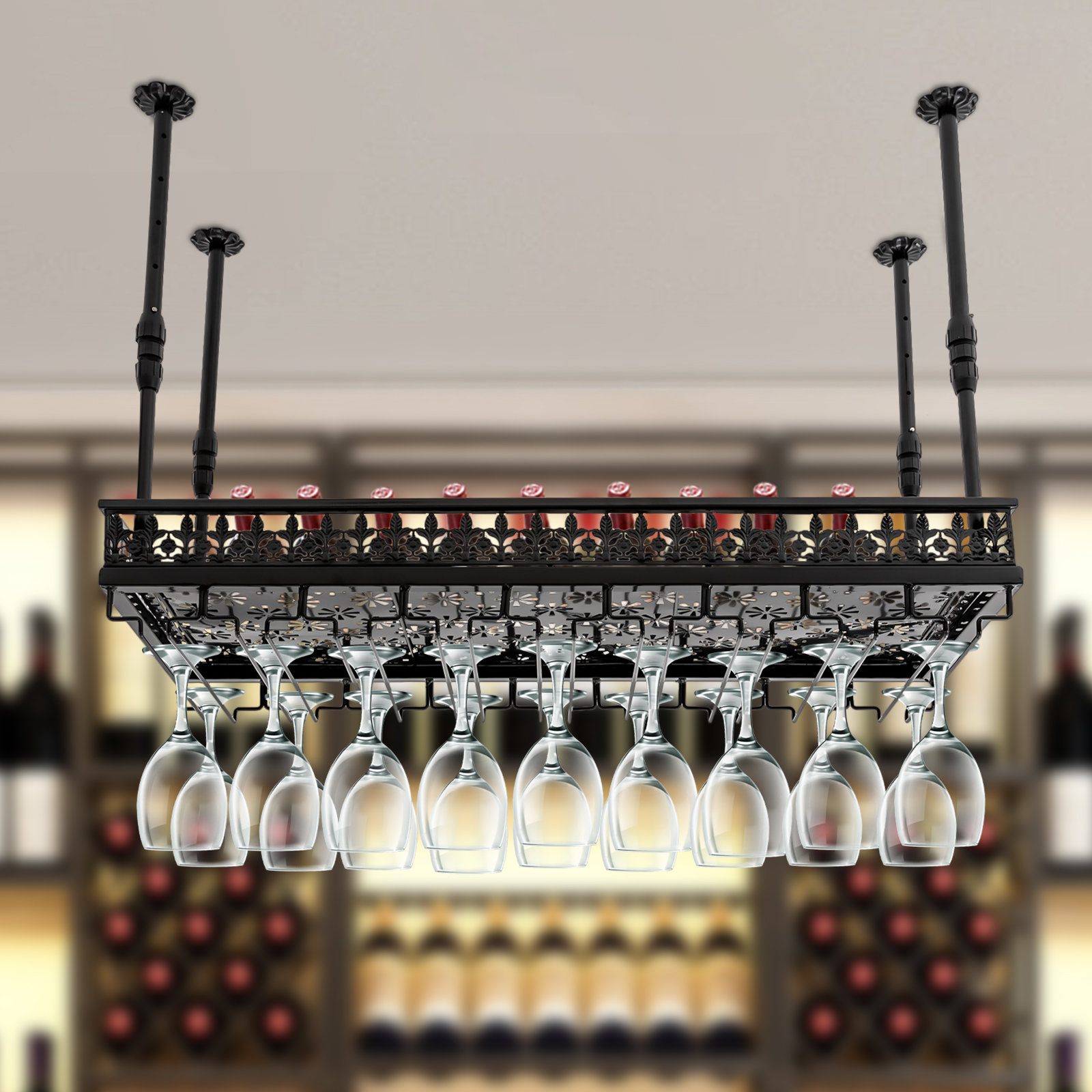 Red Barrel Studio Glenna 6 Bottle Industrial Hanging Rectangular Wine ...