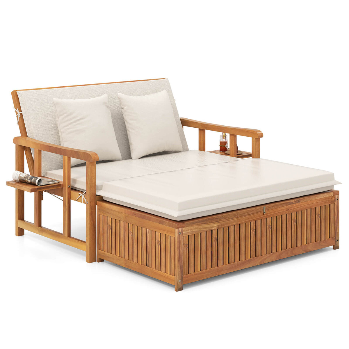 Lark Manor™ Outdoor Wooden Daybed With 4-level Backrest & Removable ...