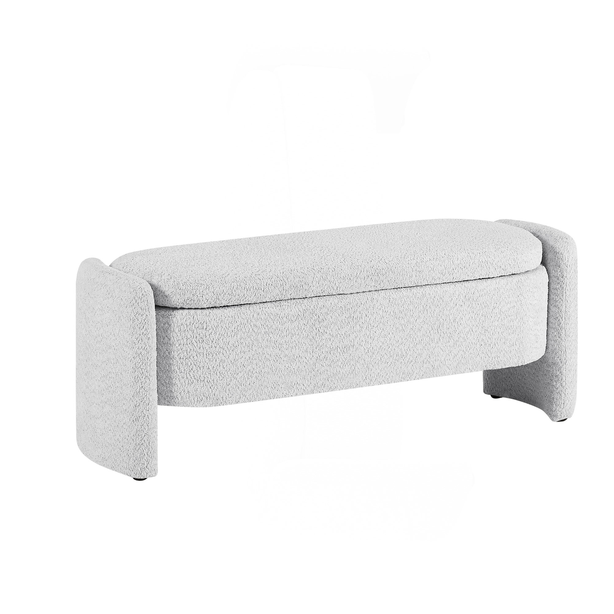 Latitude Run® Ottoman Oval Storage Bench 3D Lamb Fleece Fabric Bench ...